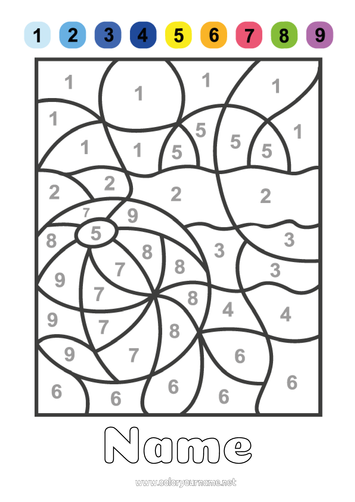 Coloring page No.2198 - Number Summer Beach