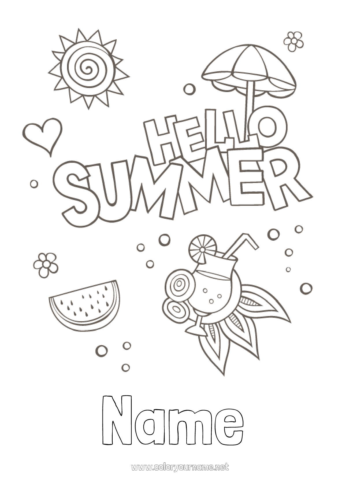 Coloring page No.2212 - Holidays Summer Sun