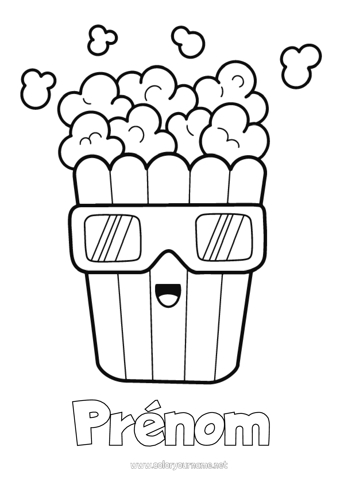 Coloriage n°2213 - Cinéma Pop Corn Gourmandises, sucreries