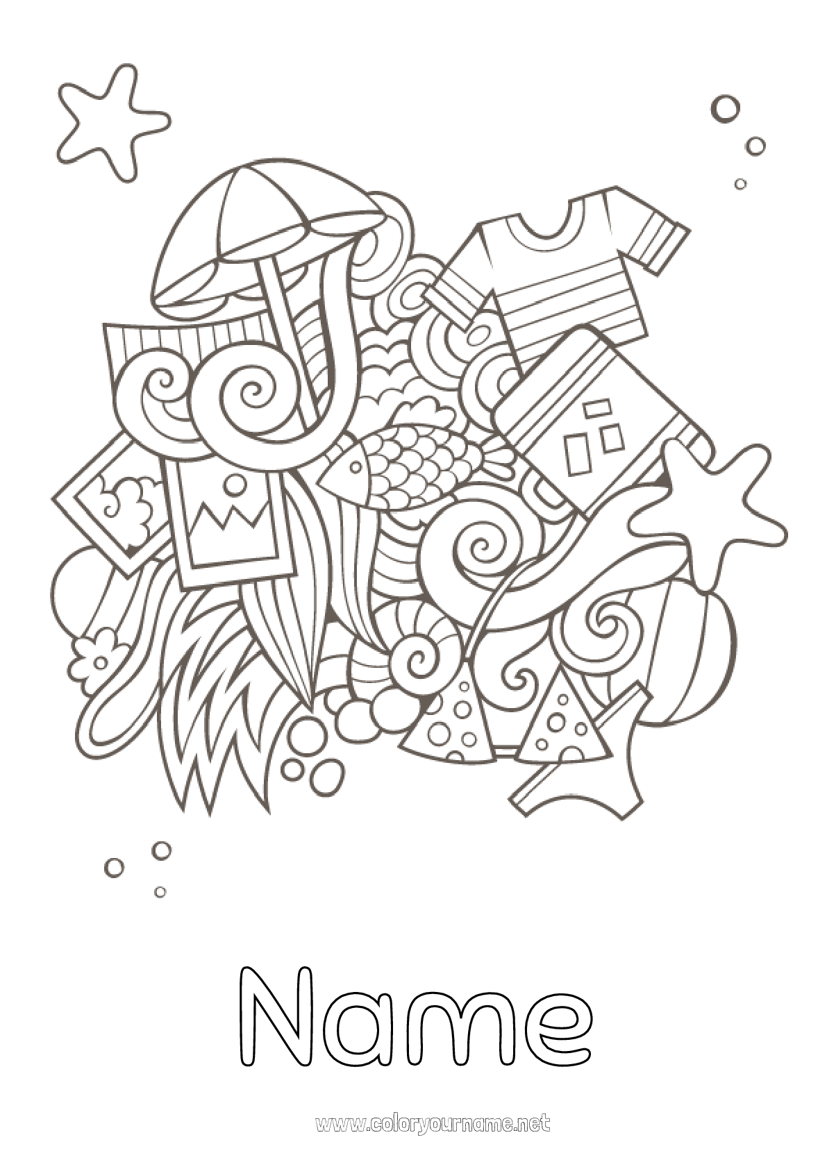 Coloring page No.2214 - Holidays Summer Symbols