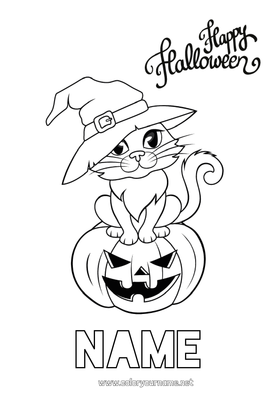 Halloween Black Cat Coloring Page