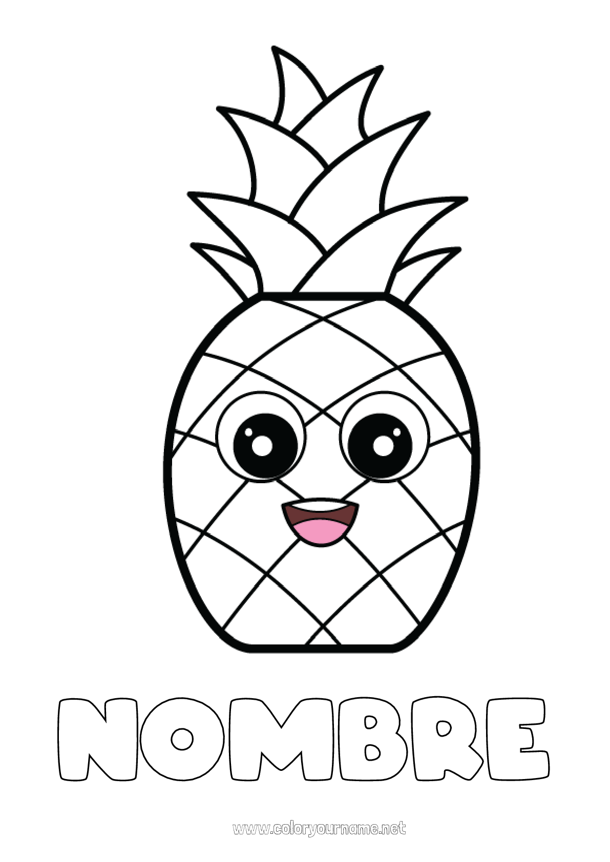 Nº de colorear 2248 - Piña Frutas Dibujos fáciles para colorear