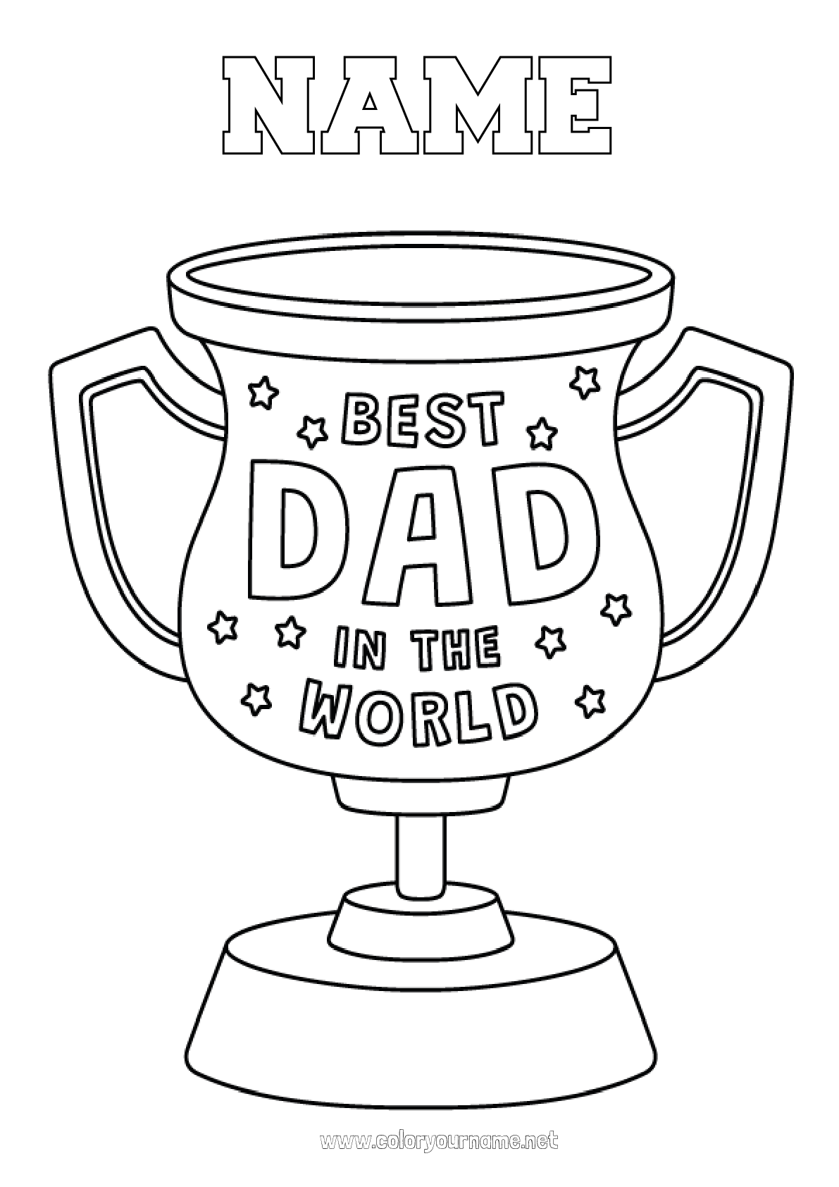 Coloring page No.2257 - Dad Happy feast day ! Cup, trophy, medal