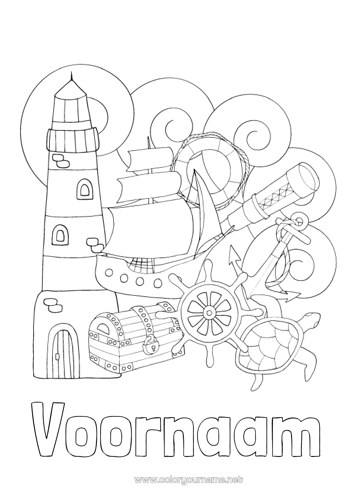 Kleurplaat nr.2259 - Zee Boot Mariene anker