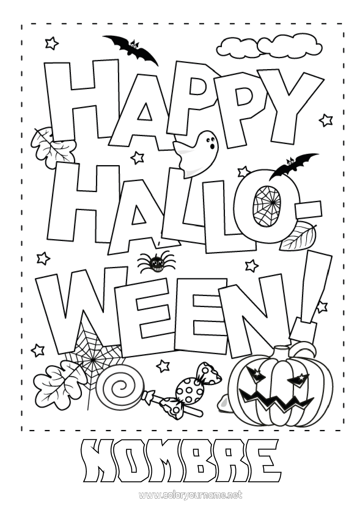 Nº de colorear 28 - Caramelos Calabaza Halloween