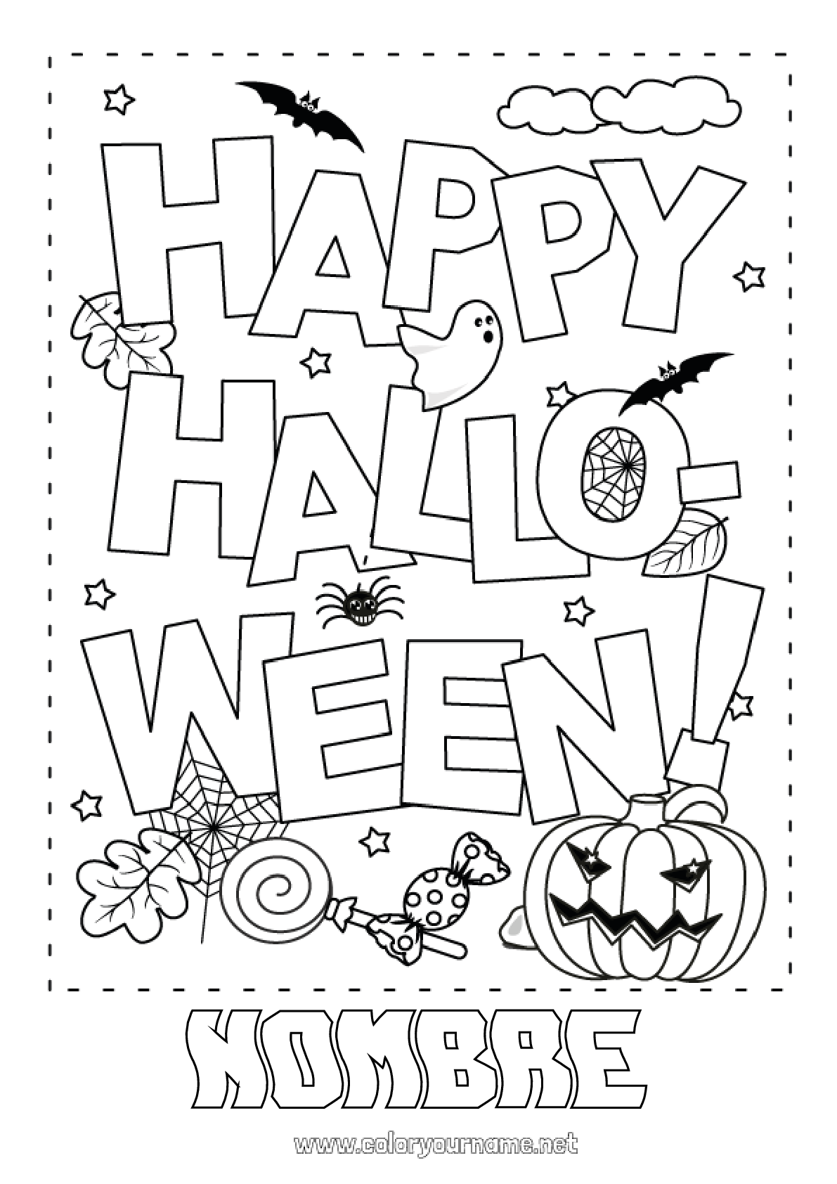 Halloween : 36 dibujos para colorear personalizables gratis para imprimir