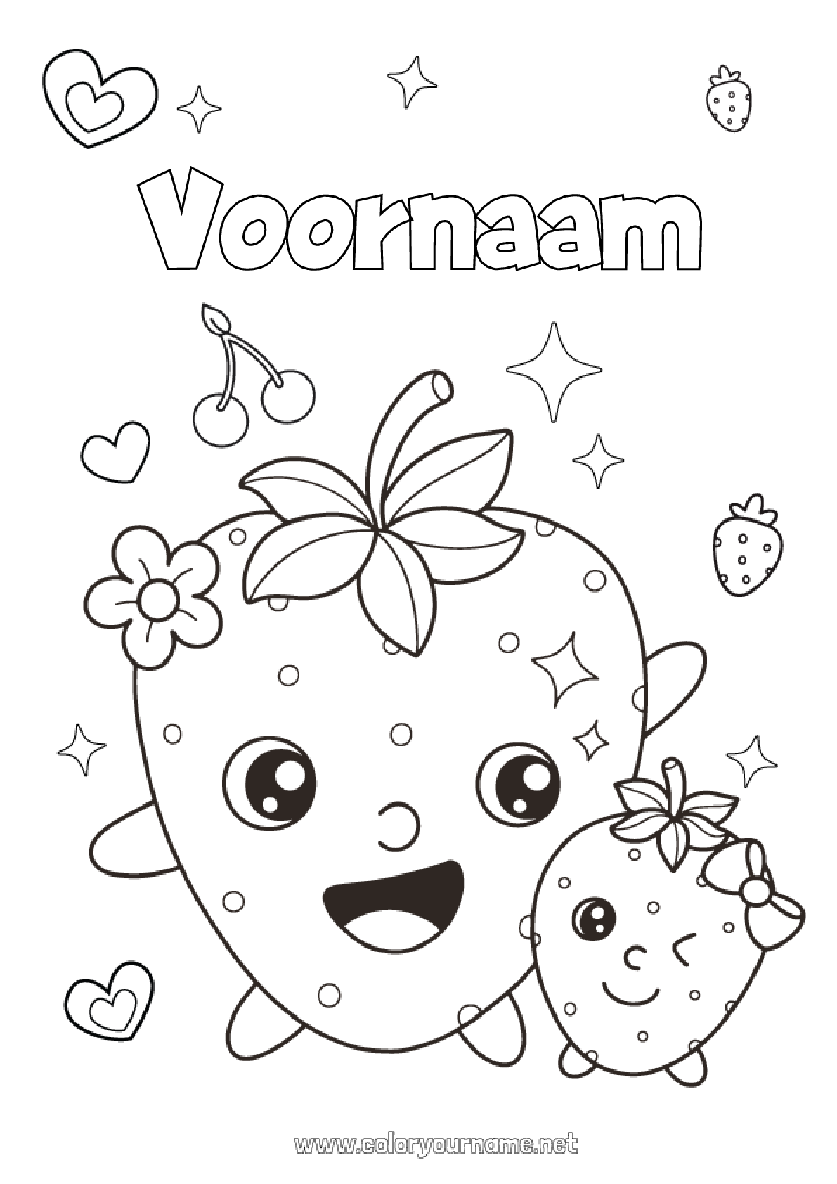 Kleurplaat nr.2262 - Schattig Kawaii Fruit