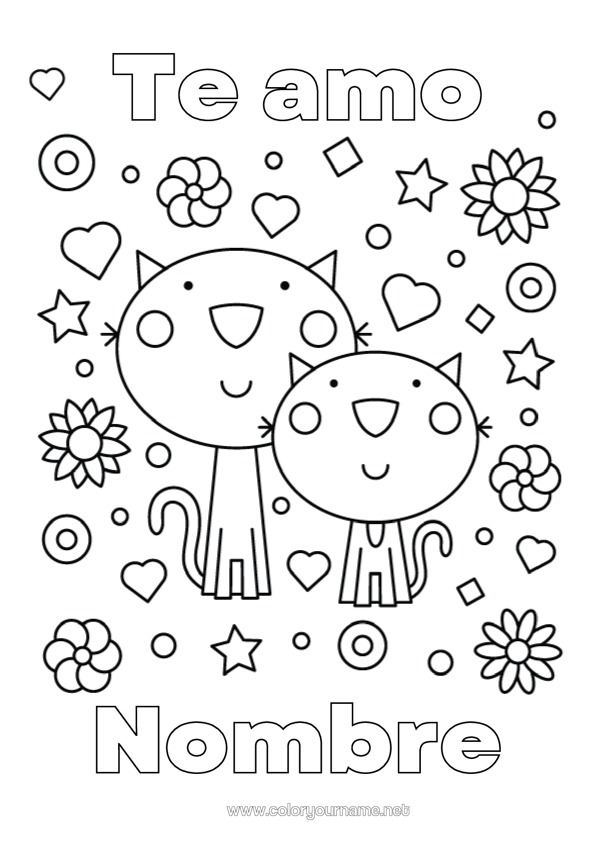 Te amo : 8 dibujos para colorear personalizables gratis para imprimir