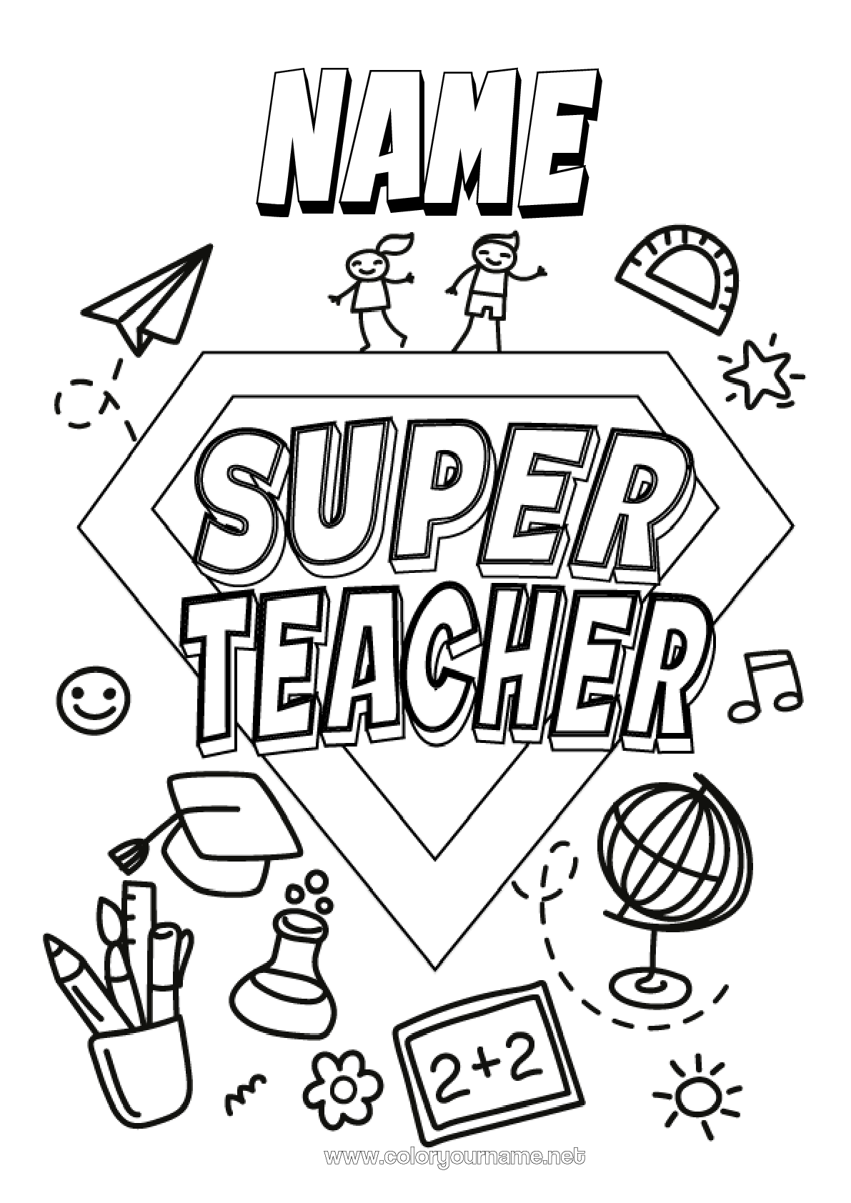 Coloring page No.2271 - Hero Teacher Super badge