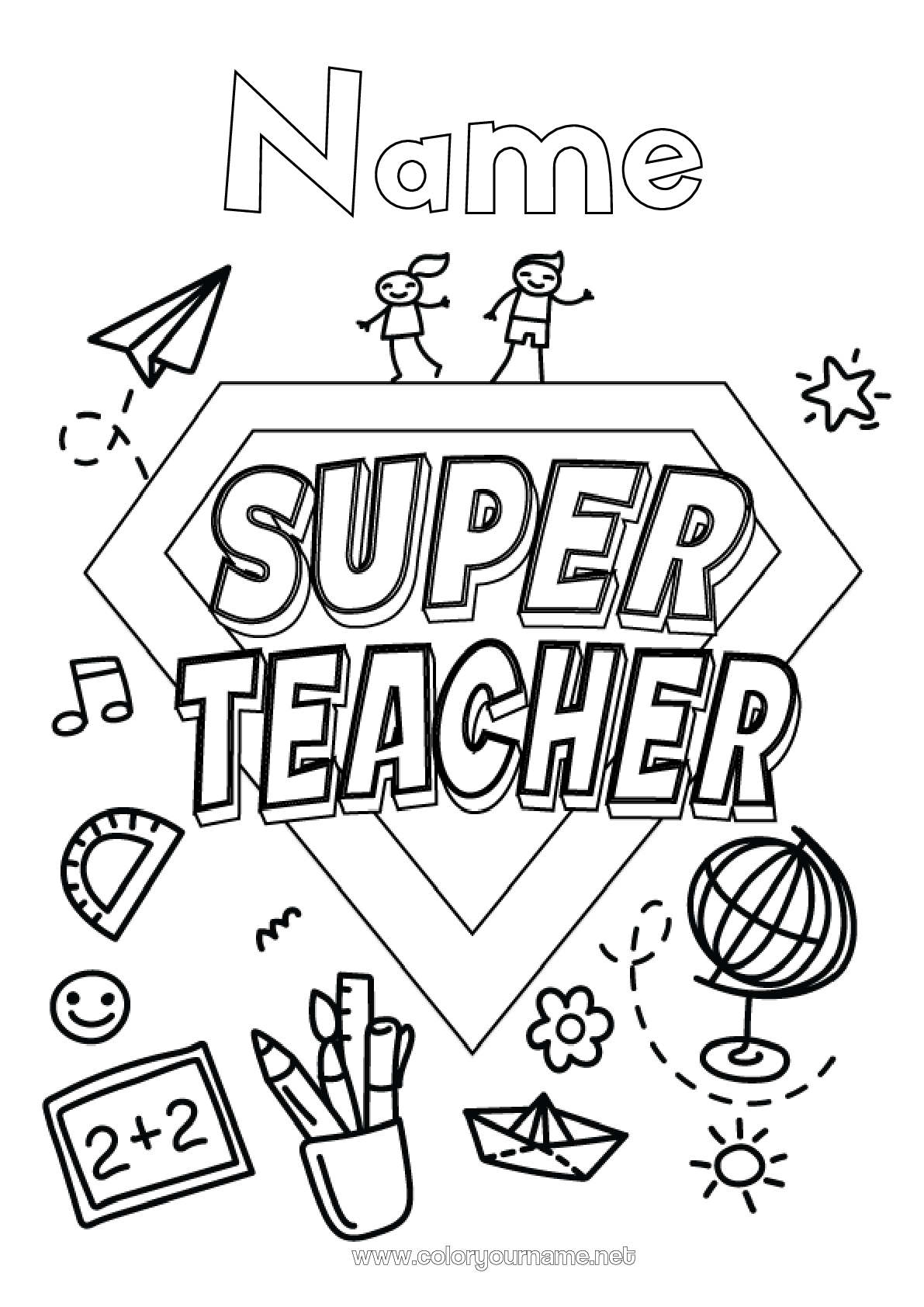 Coloring page No.2272 - Hero Teacher Super badge