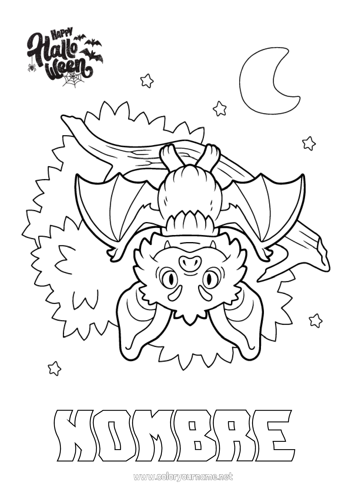 Nº de colorear 229 - Murciélago Halloween