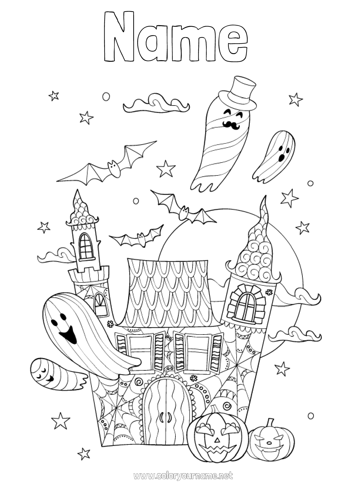 Coloring page No.231 - Ghost Castle Halloween