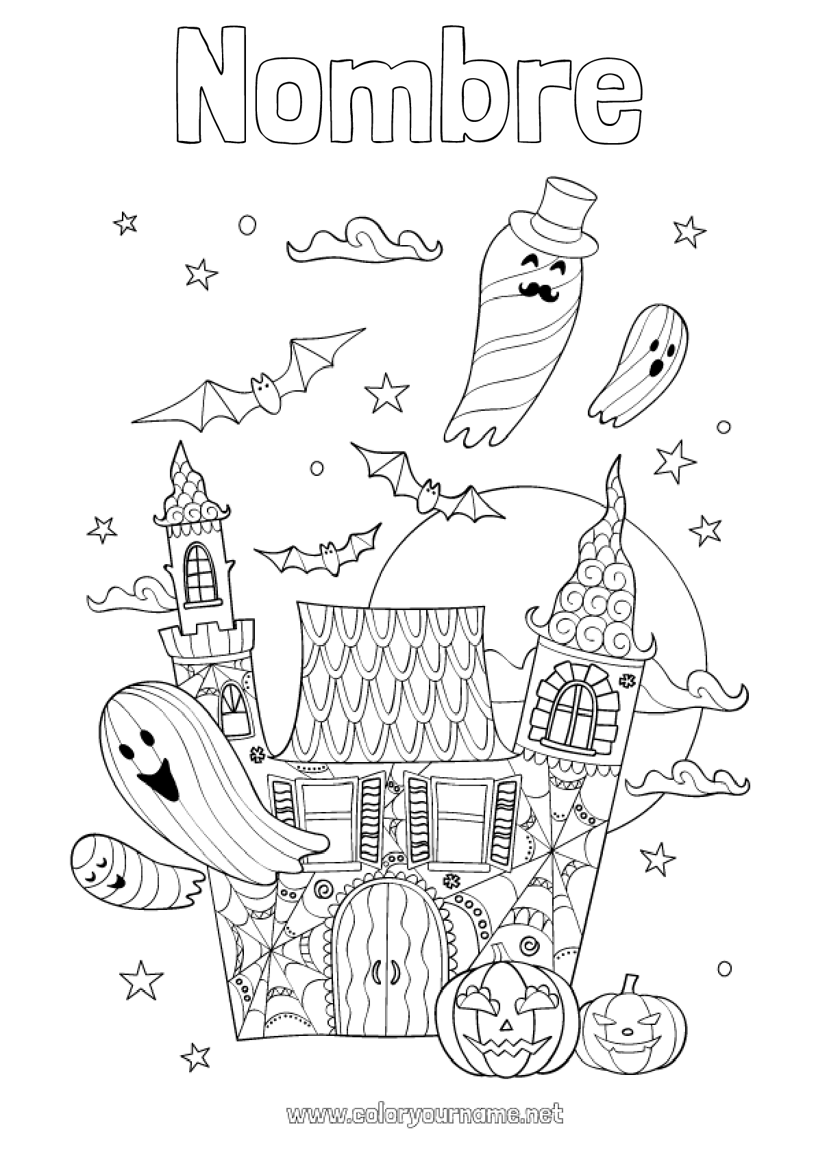 Halloween : 75 dibujos para colorear personalizables gratis para imprimir