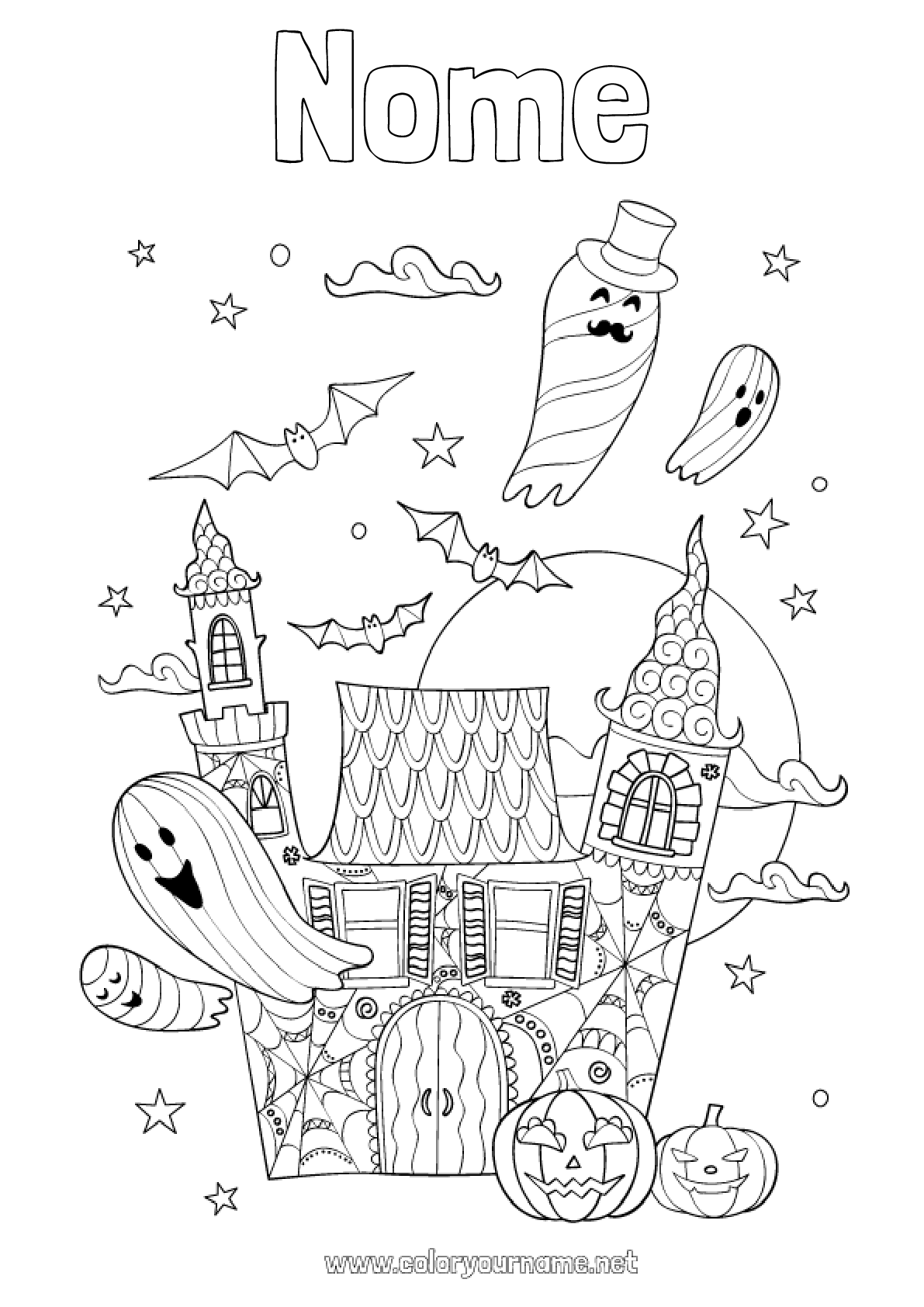 Pagina da colorare n.231 - Fantasma Castello Halloween