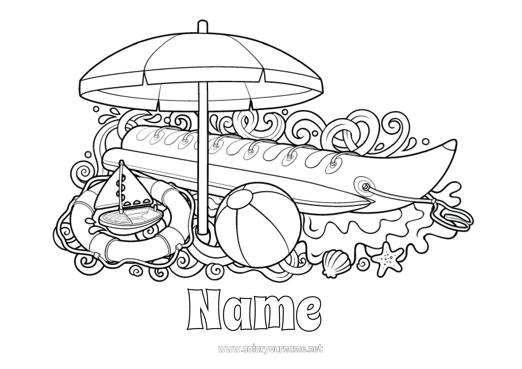 Coloring page No.2325 - Sea Complex coloring pages Parasol, Beach umbrella