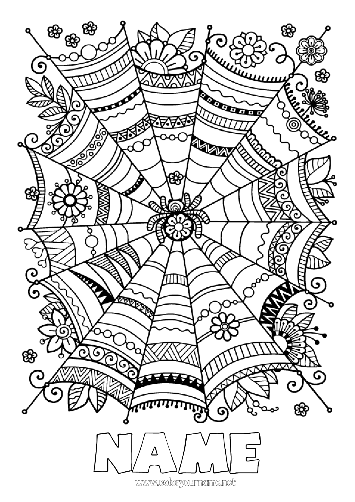Coloring page No.232 - Spider Halloween Mandala