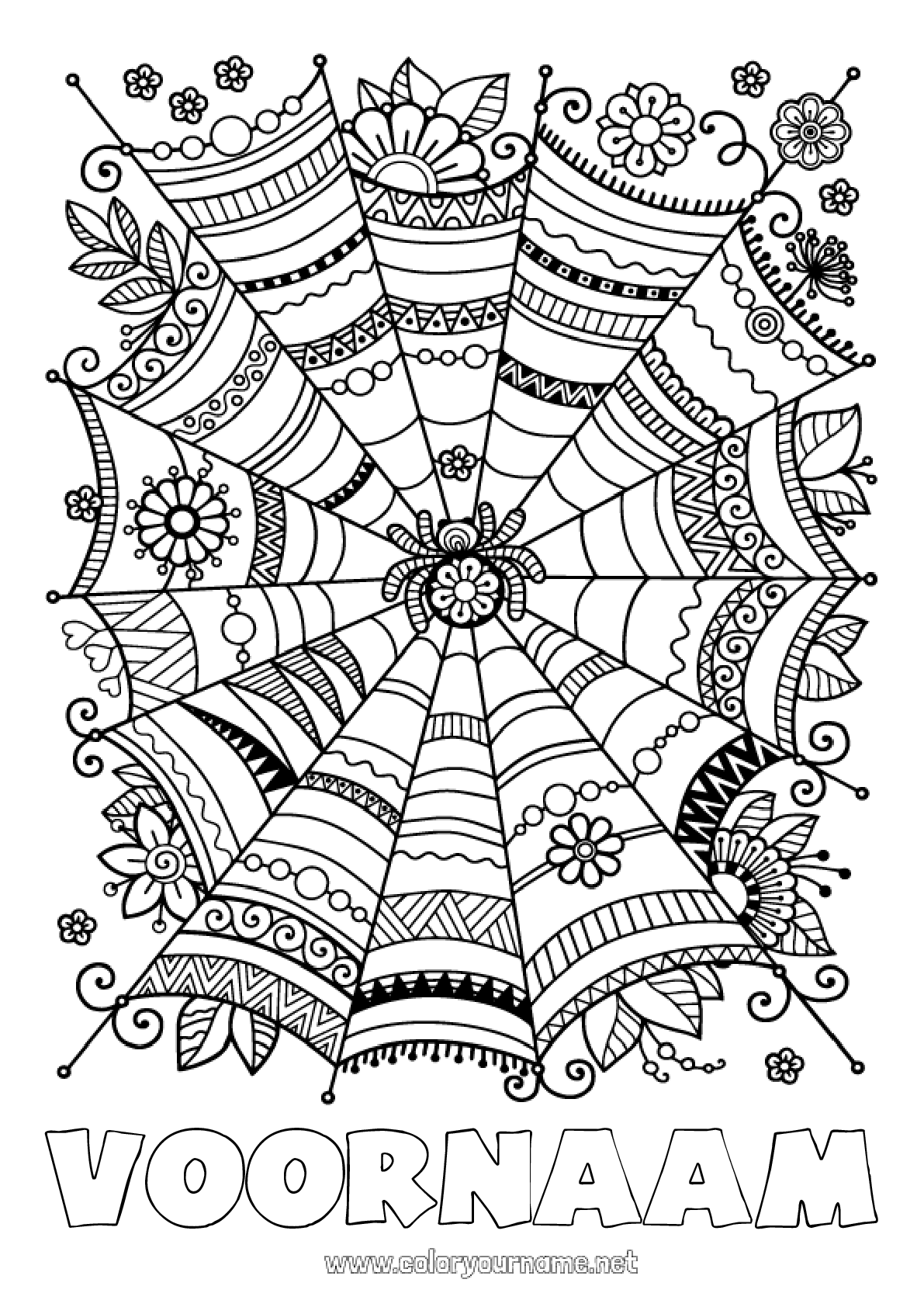 Kleurplaat nr.232 - Spin Halloween Mandala