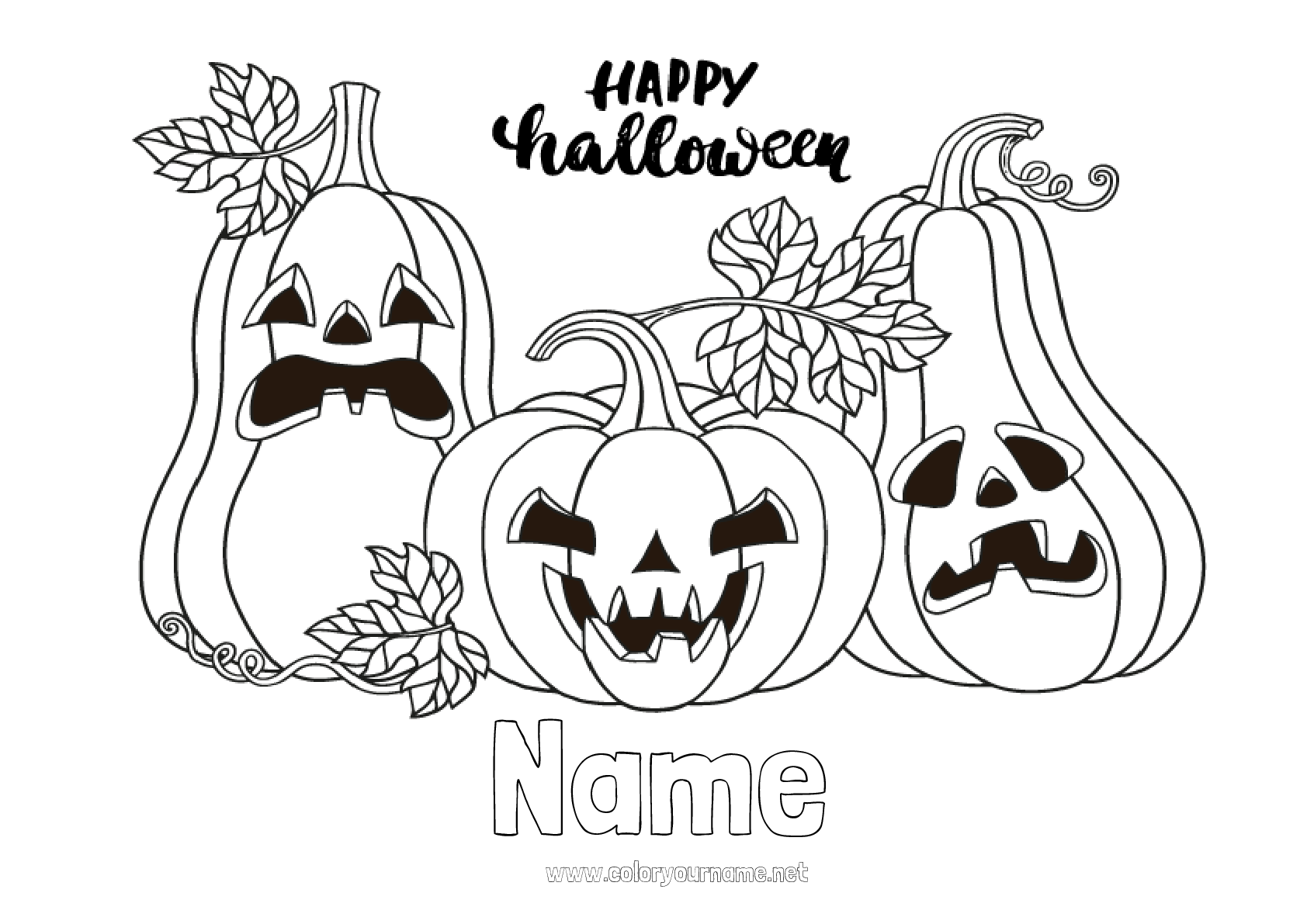 Halloween : 74 free customizable coloring pages to print