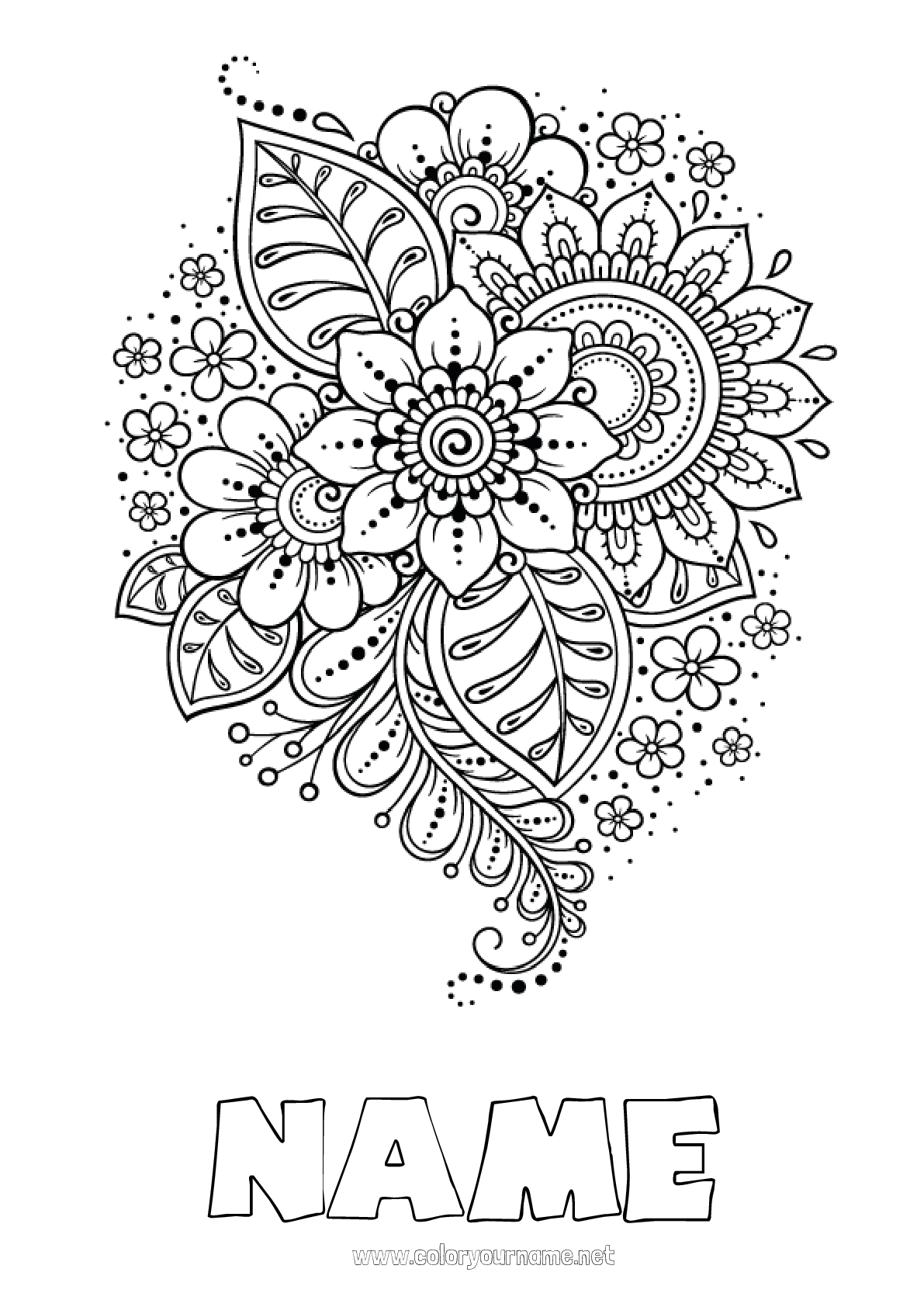 Coloring page No.52 - Flowers Calm and zen