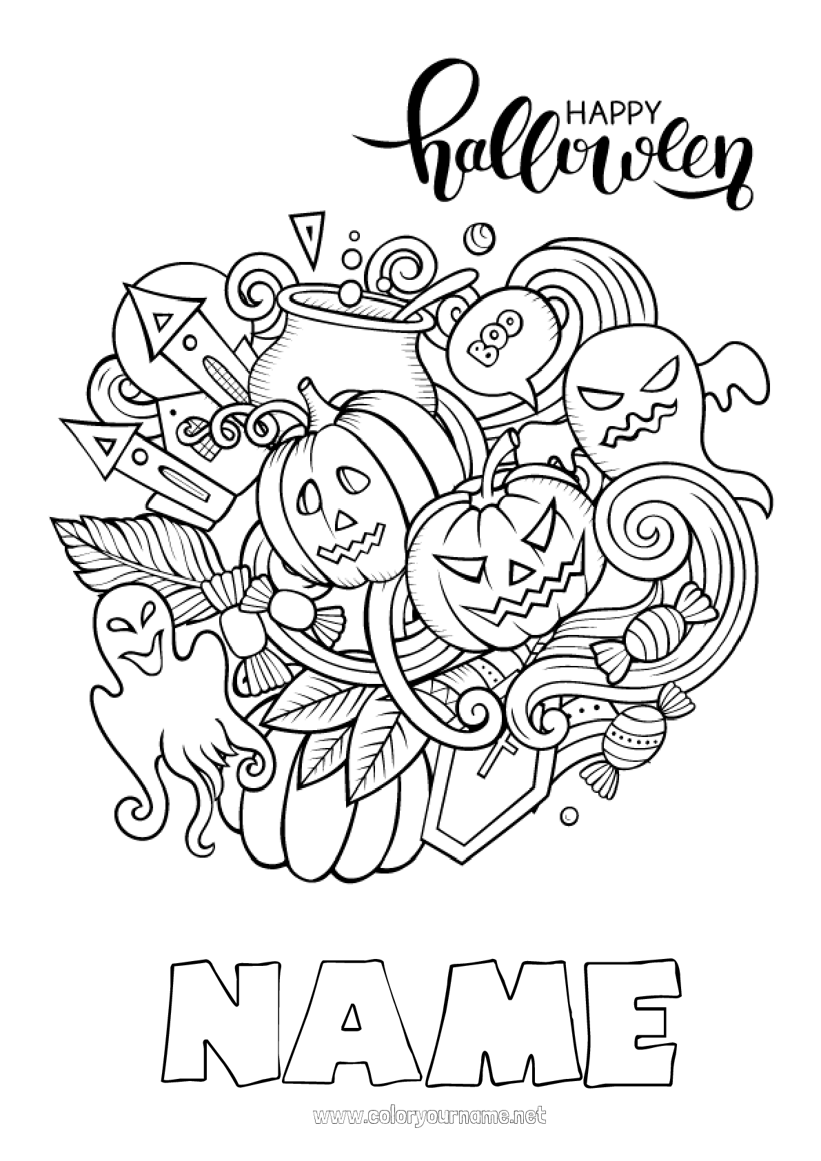 Coloring page No.23 - Ghost Pumpkin Magic pot