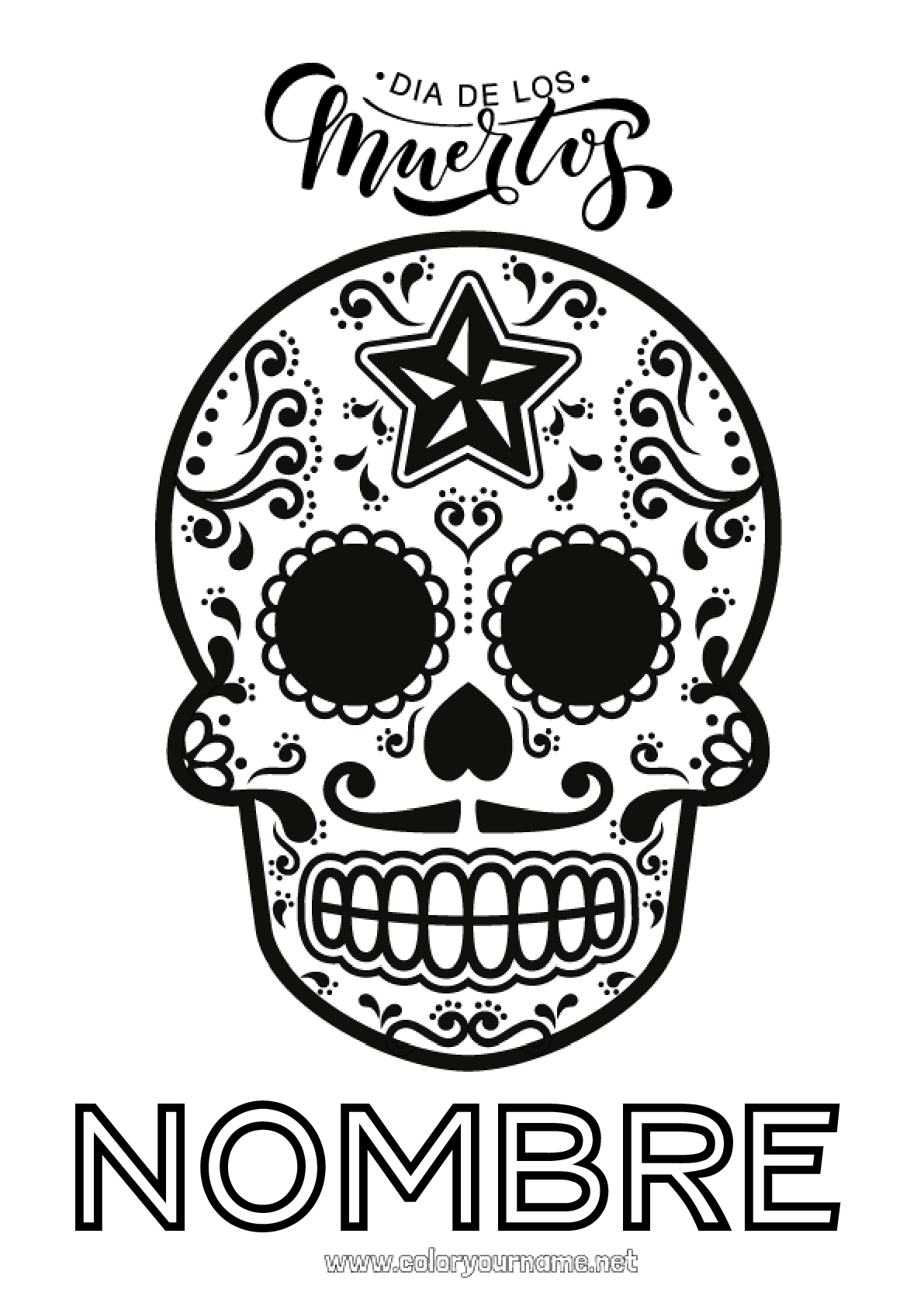 Nº de colorear 242 - Calavera Día de los Muertos