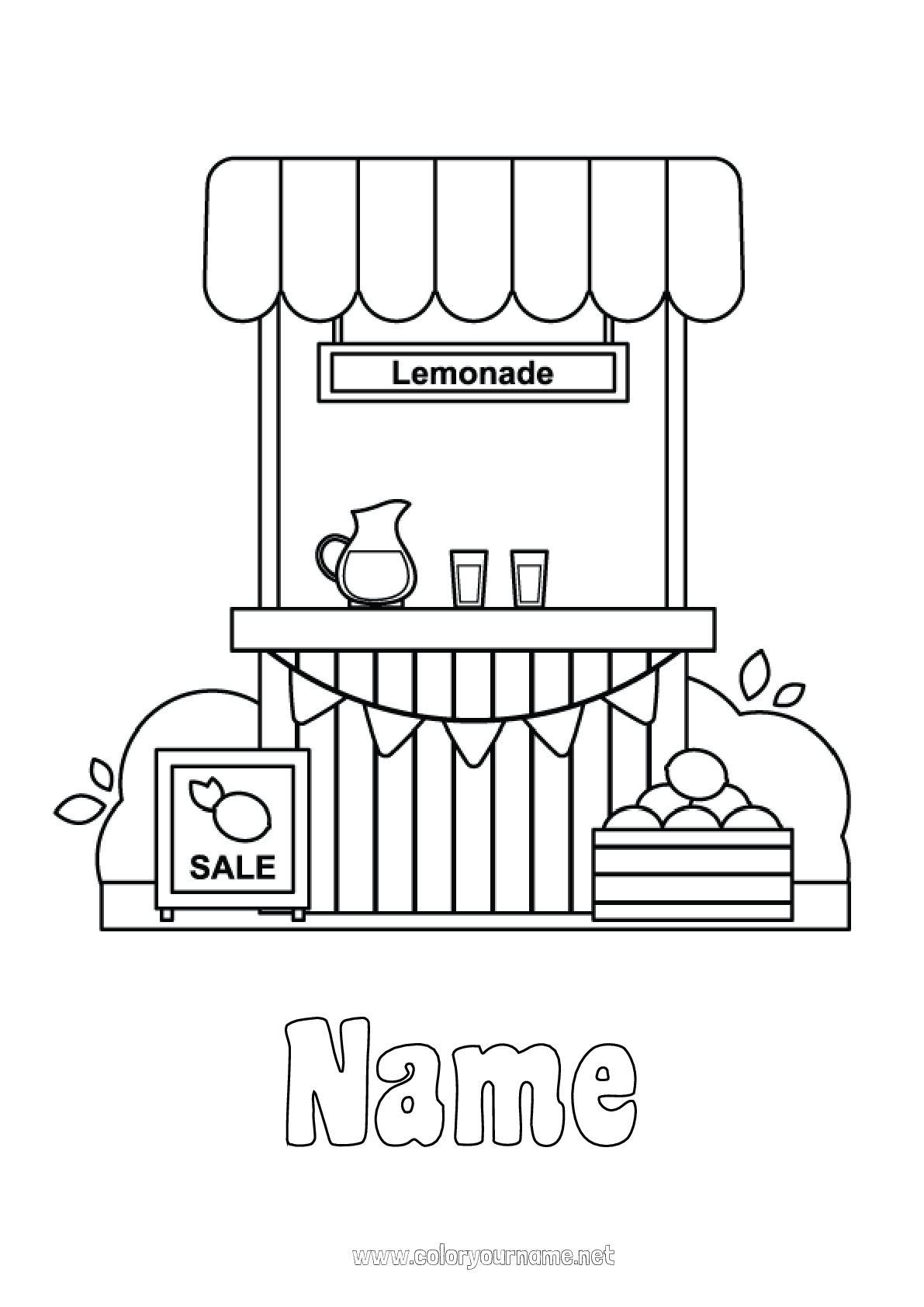 Lemonade Stand Coloring Page