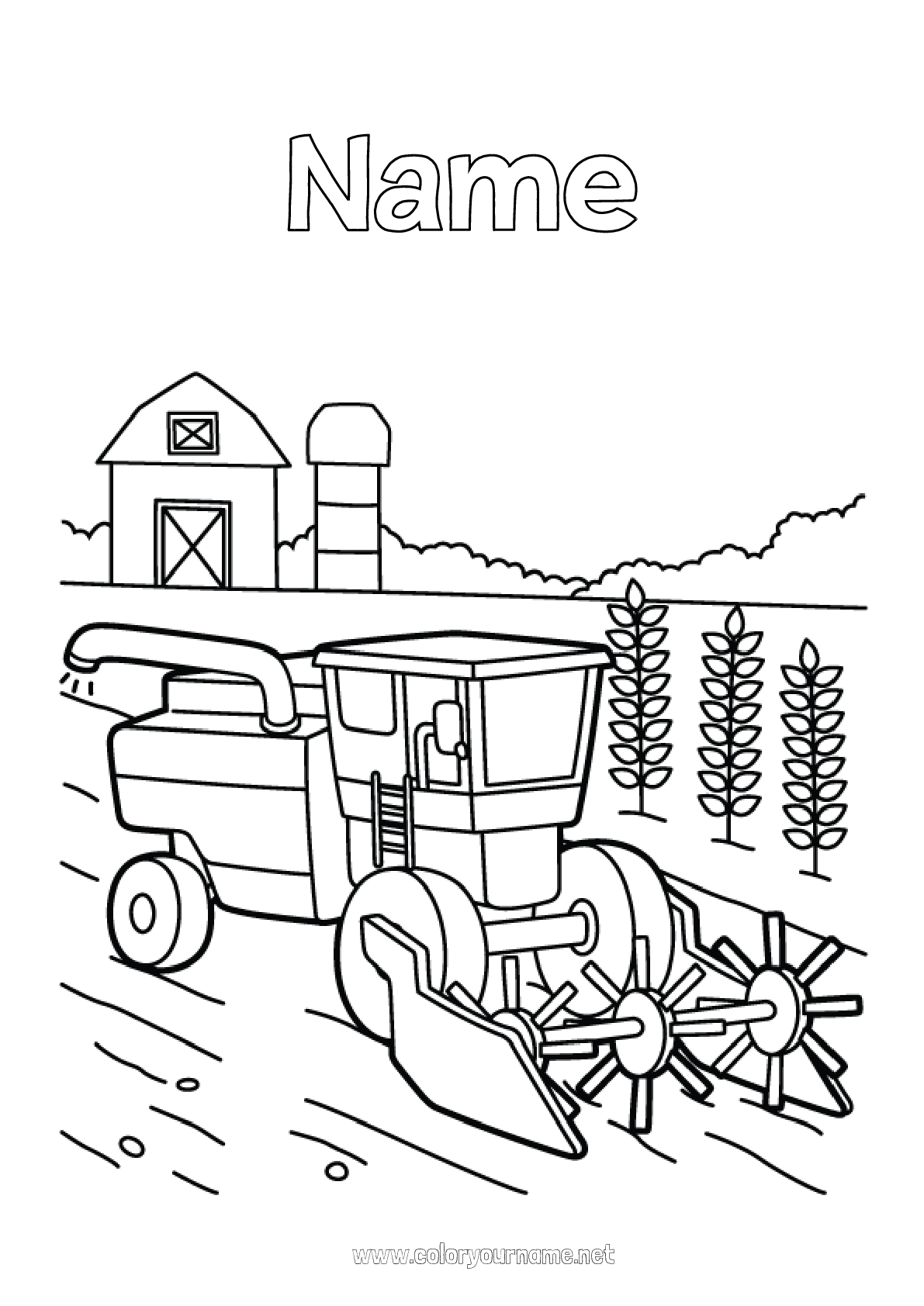 Coloring page No.2466 - Vehicles Combine harvester Farm vehicles