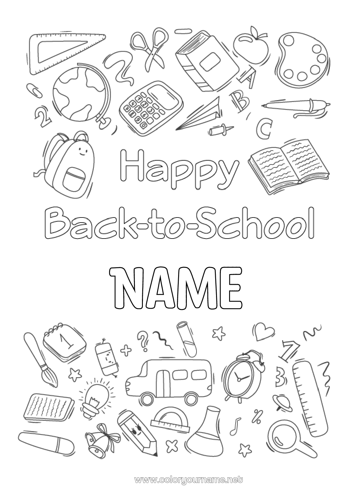 Coloring page No.2472 - Symbols Pencil Schoolbag