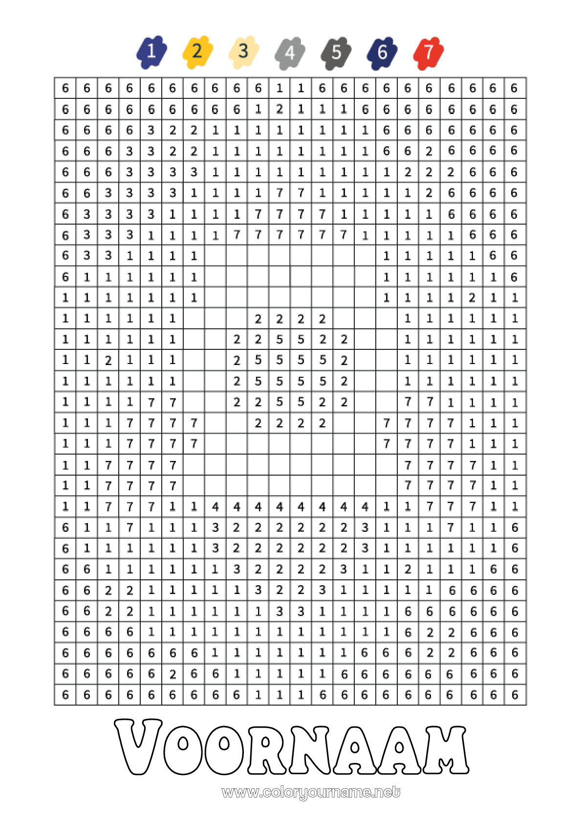 Kleurplaat nr.2476 - Getal Raket Kleuren op nummer