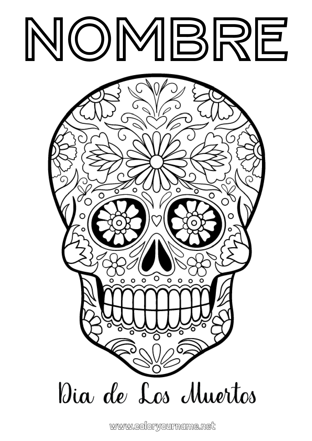 Nº de colorear 247 - Calavera Día de los Muertos
