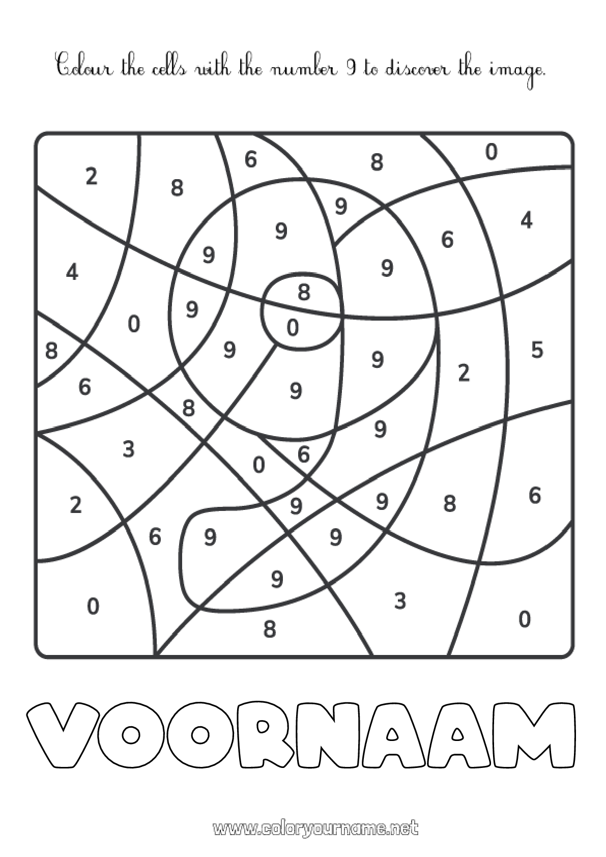 Kleurplaat nr.2482 - Getal Kleuren op nummer Activiteiten voor Kinderen