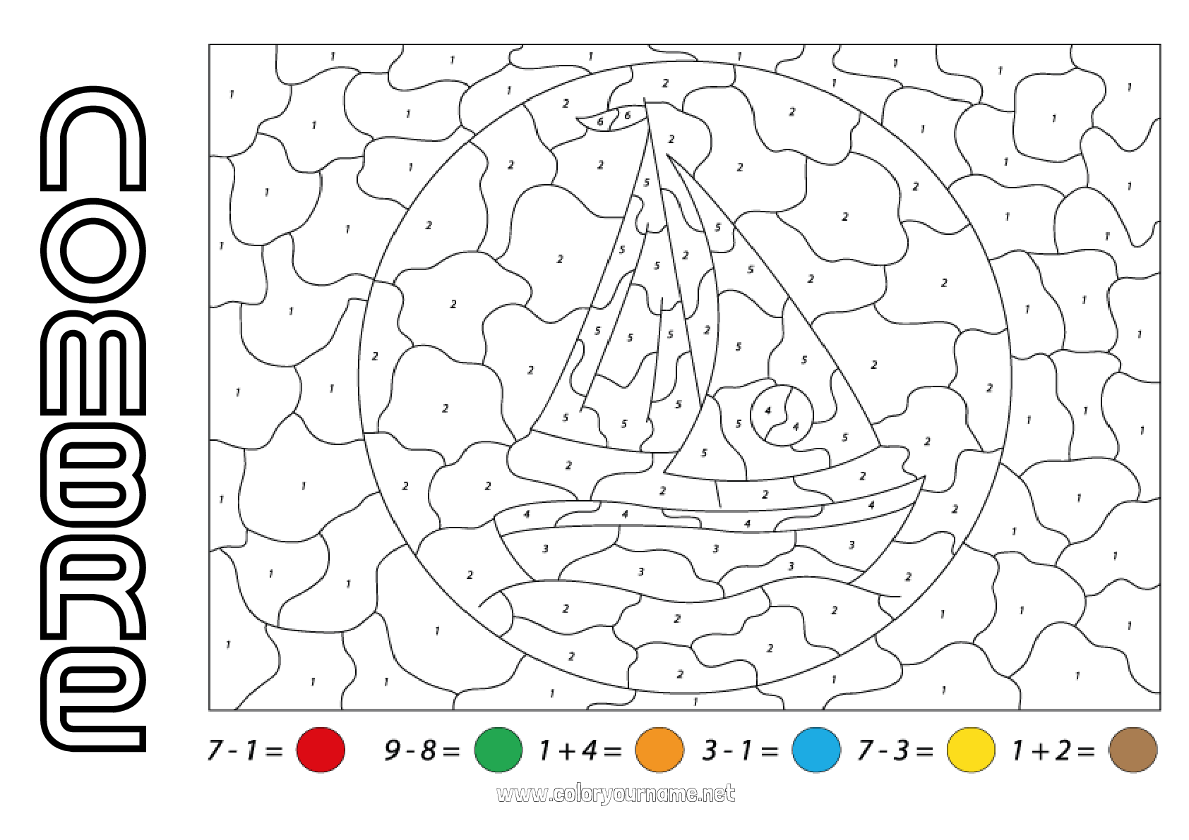 Nº de colorear 2486 - Número Vehículos Colorear por números