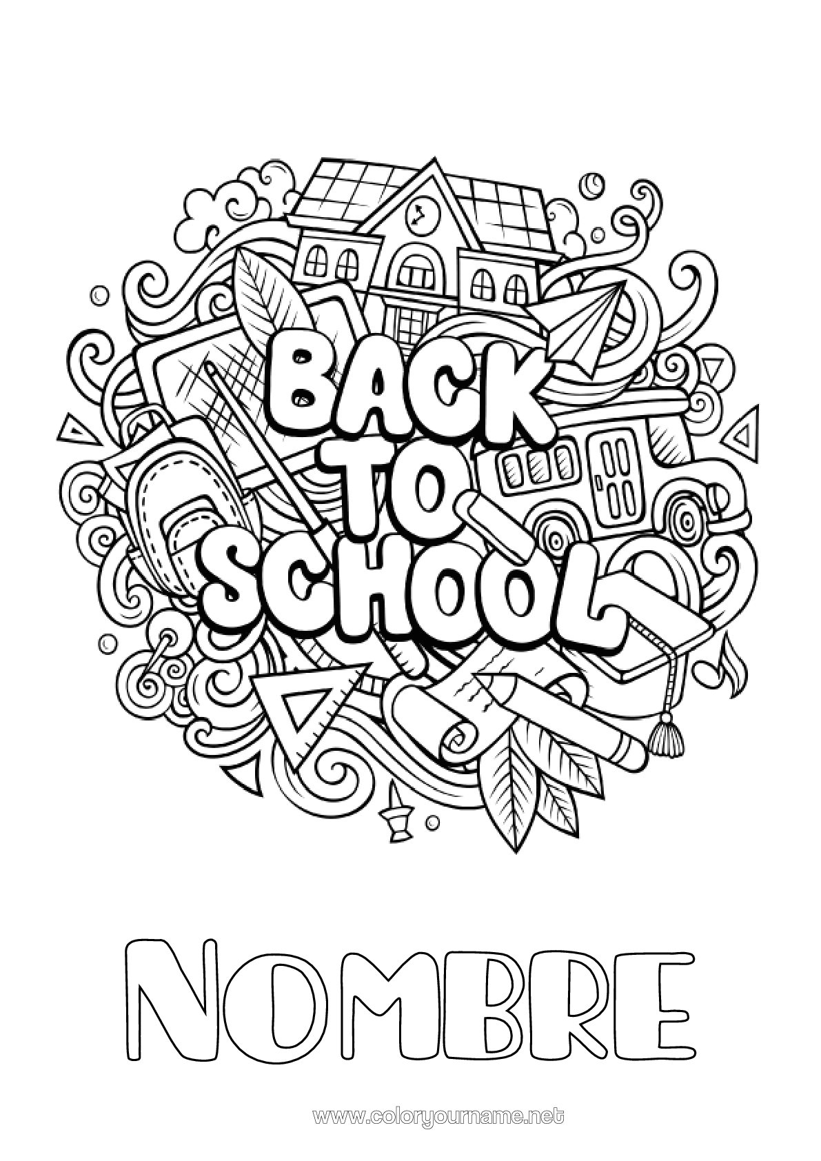Nº de colorear 2498 - Doodle Profesiones de la Educación Regreso a clases