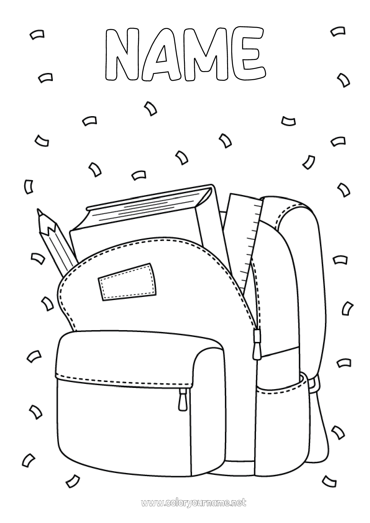 Coloring page No.2500 - School Schoolbag Back to School