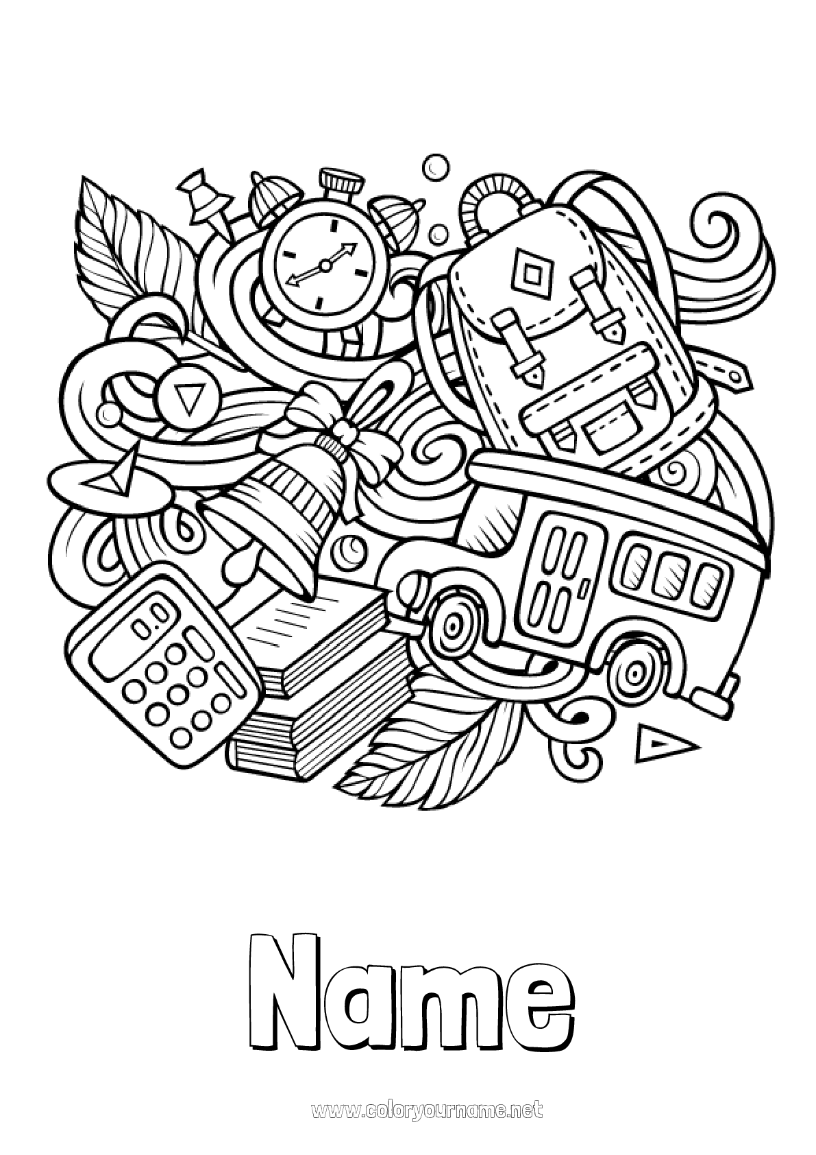 Coloring page No.2502 - School Doodle Back to School