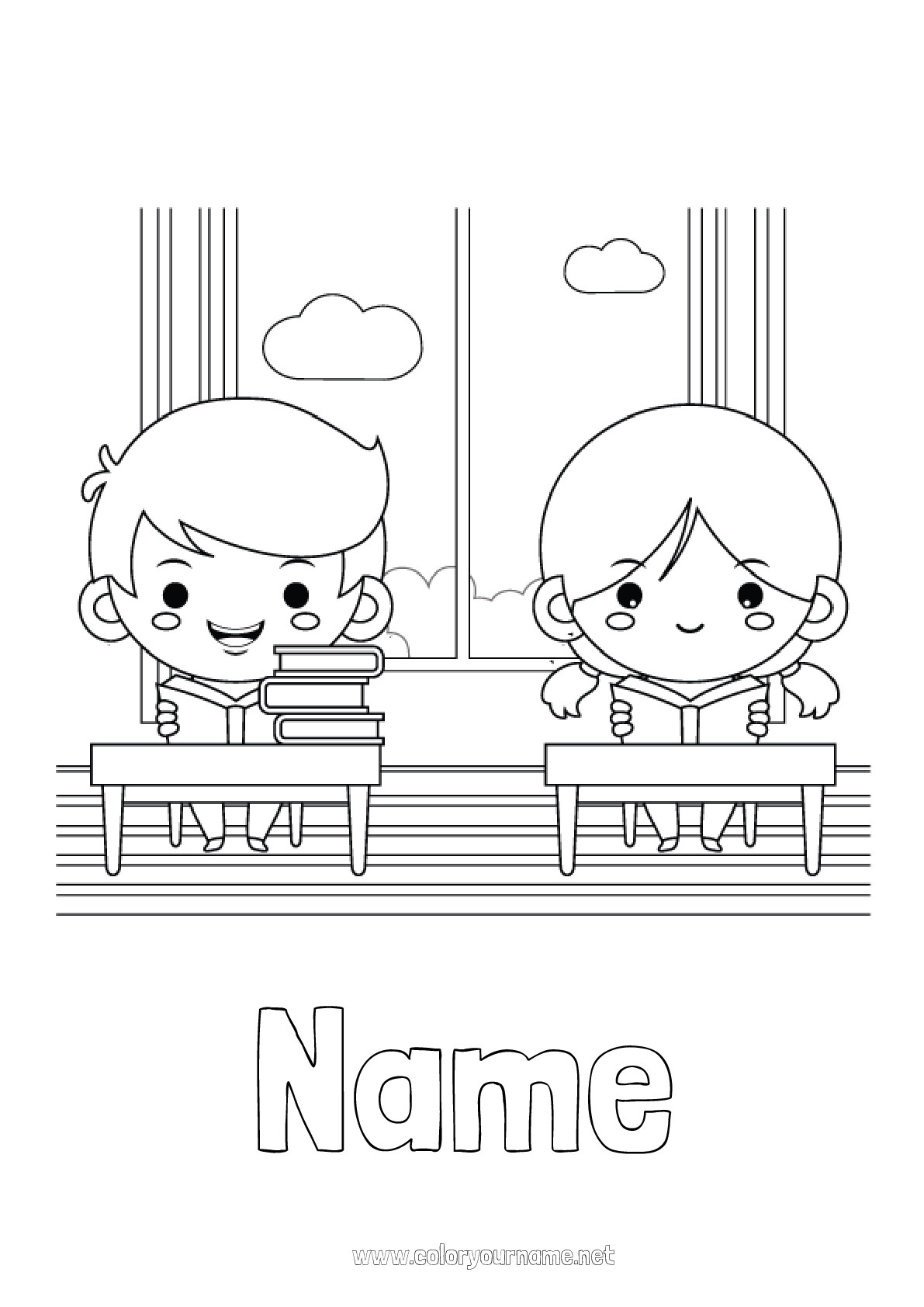 Coloring page No.2515 - School Book Reading