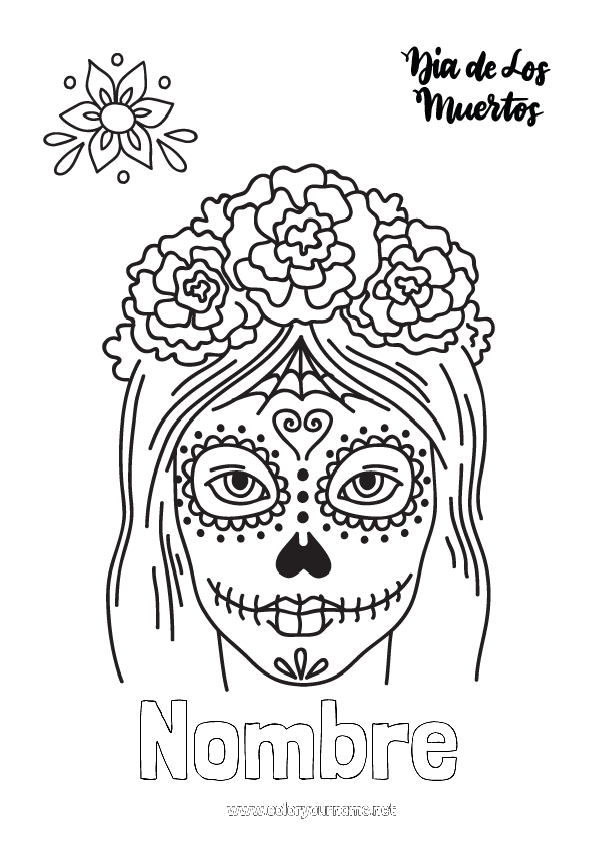 Nº de colorear 252 - Disfraz Calavera Día de los Muertos