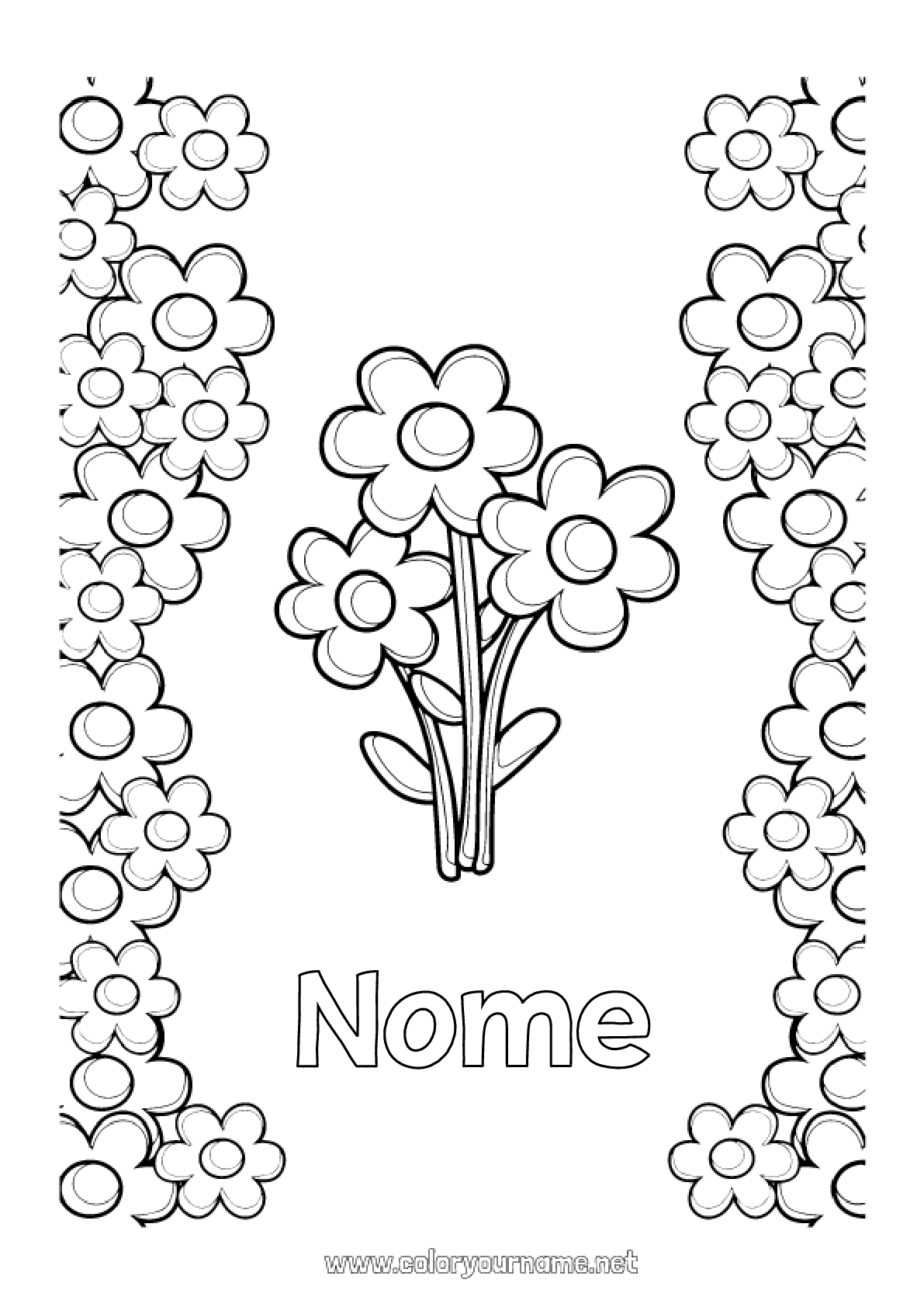 Pagina da colorare n.2531 - Fiori Tata Congratulazioni