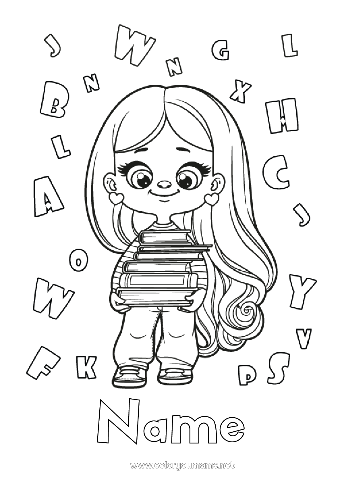 Coloring page No.2546 - Girl Alphabet Book