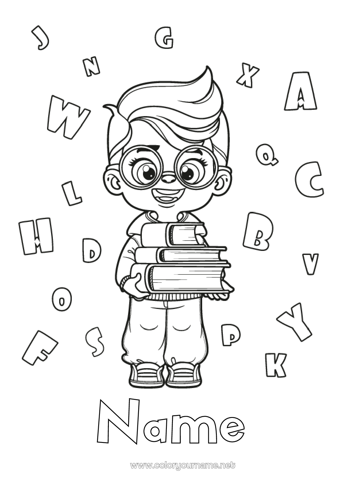 Coloring page No.2547 - Boy Alphabet Book