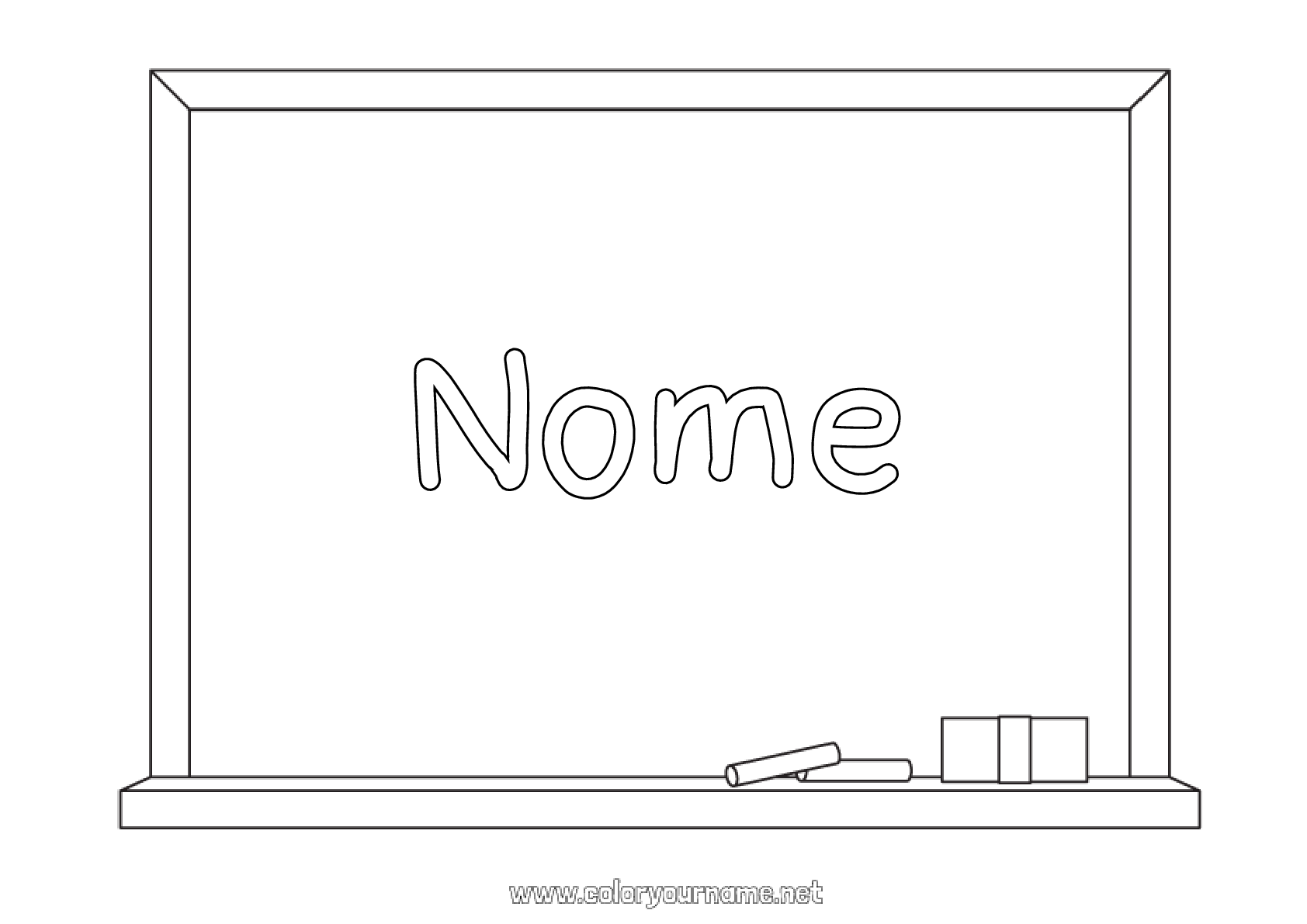 Pagina da colorare n.2598 - Nome decorato Rientro a scuola Lavagna ...