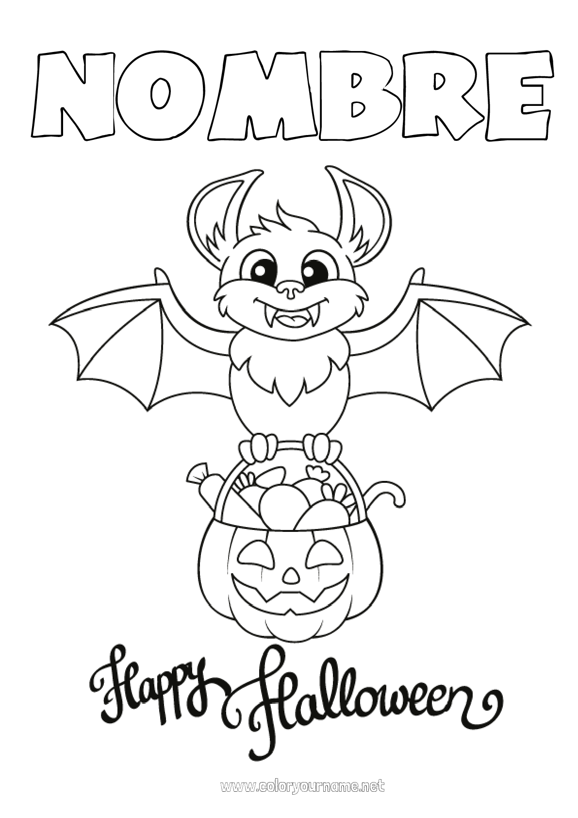 Halloween : 73 dibujos para colorear personalizables gratis para ...