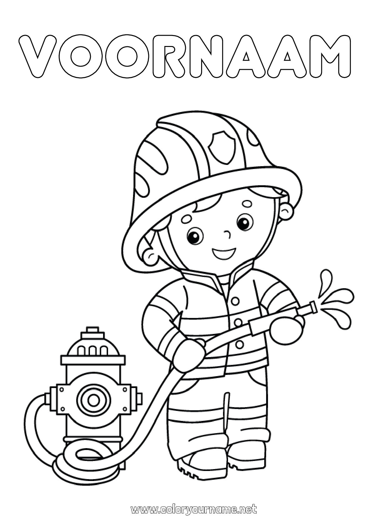 Kleurplaat nr.2606 - Brandweerman Veiligheidsberoepen