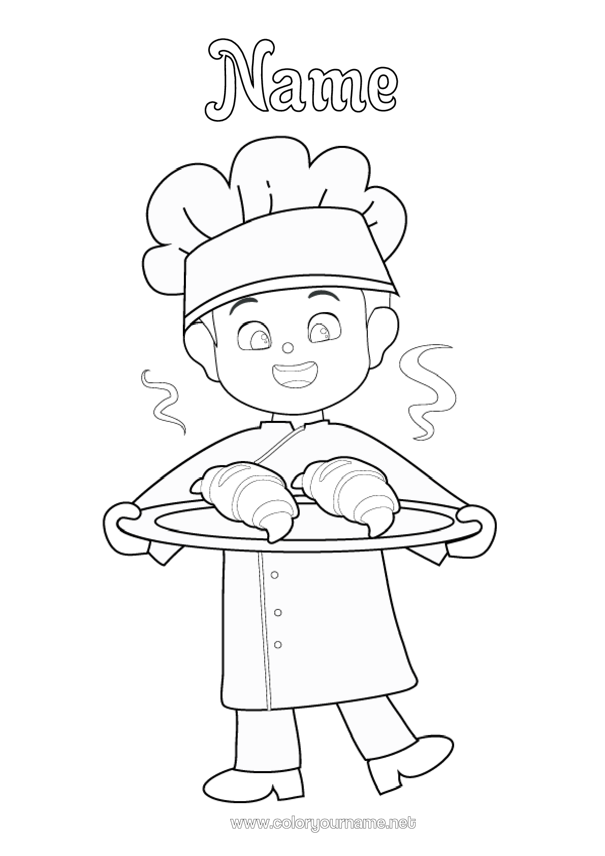 Coloring page No.2614 - Croissant Culinary Professions Baker pastry chef