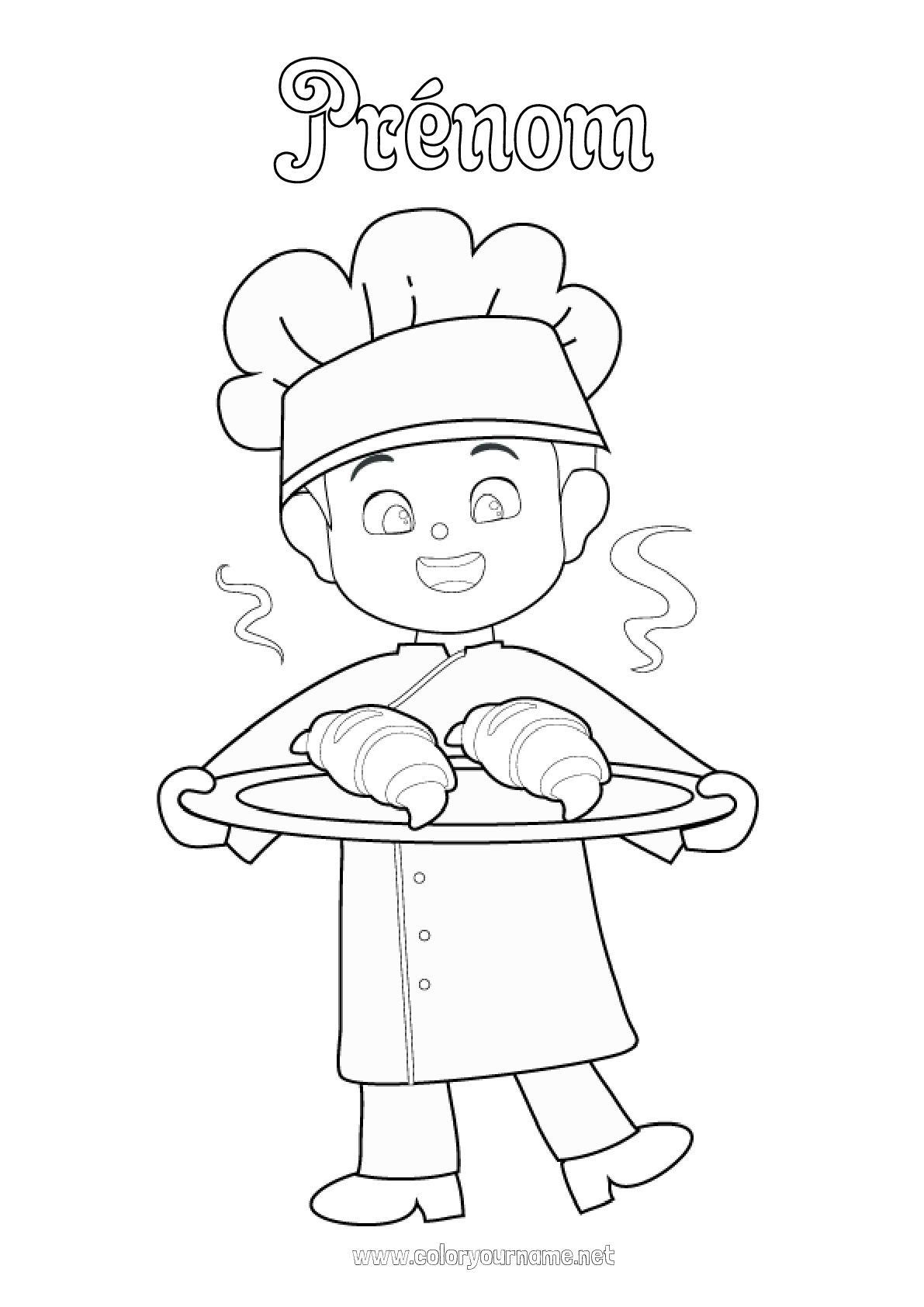 Coloriage n°2614 - Croissant Métiers de la cuisine Boulanger pâtissier