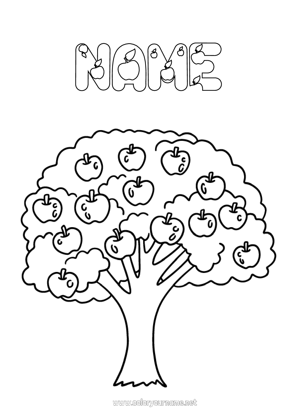 Coloring page No.2624 - Tree Fruits Apple