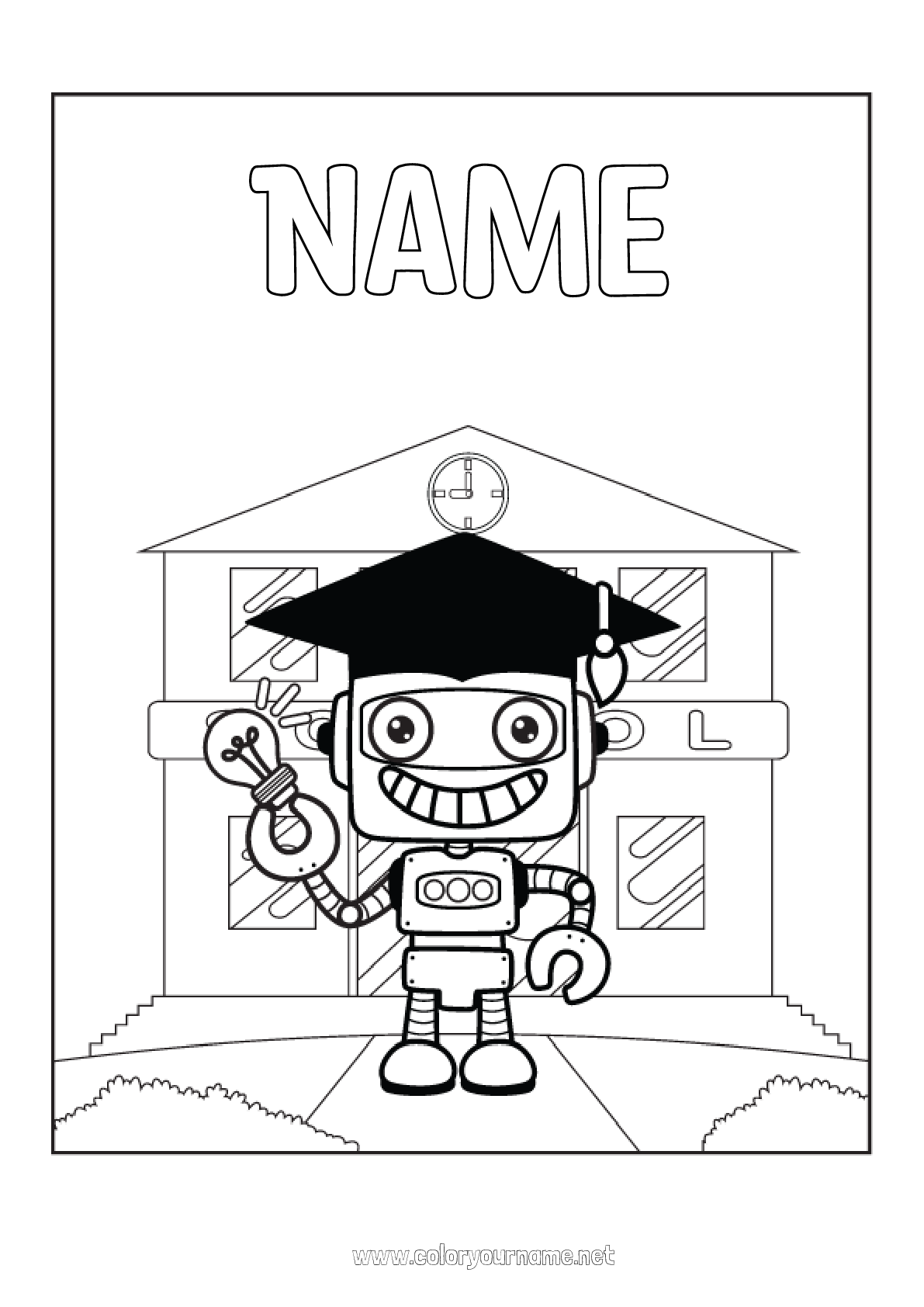 Coloring page No.2626 - Robot School Bulb