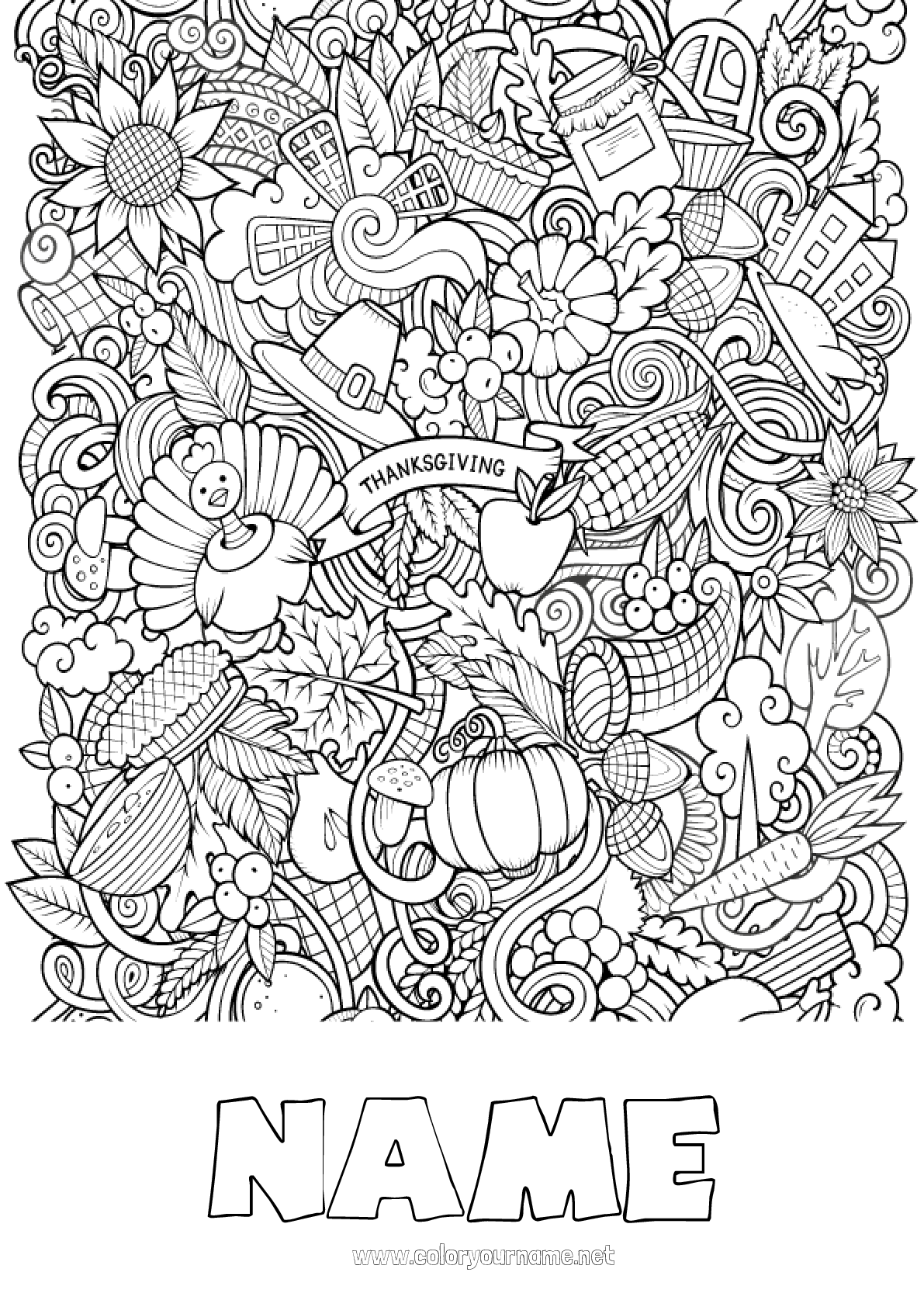 Coloring page No.262 - Pumpkin Thanksgiving Turkey