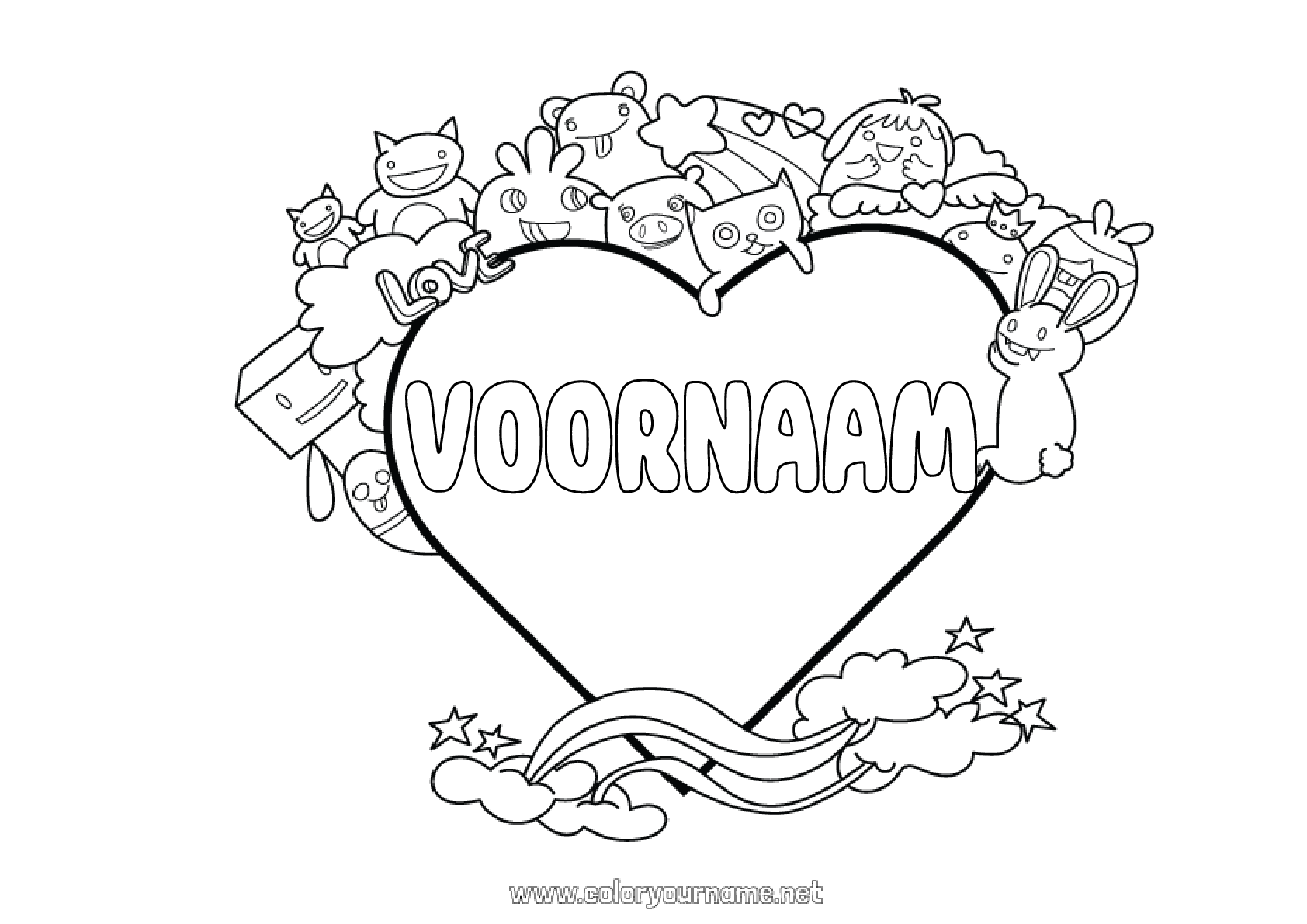 Kleurplaat nr.2631 - Monster Vriend, Vriendin Groot hart