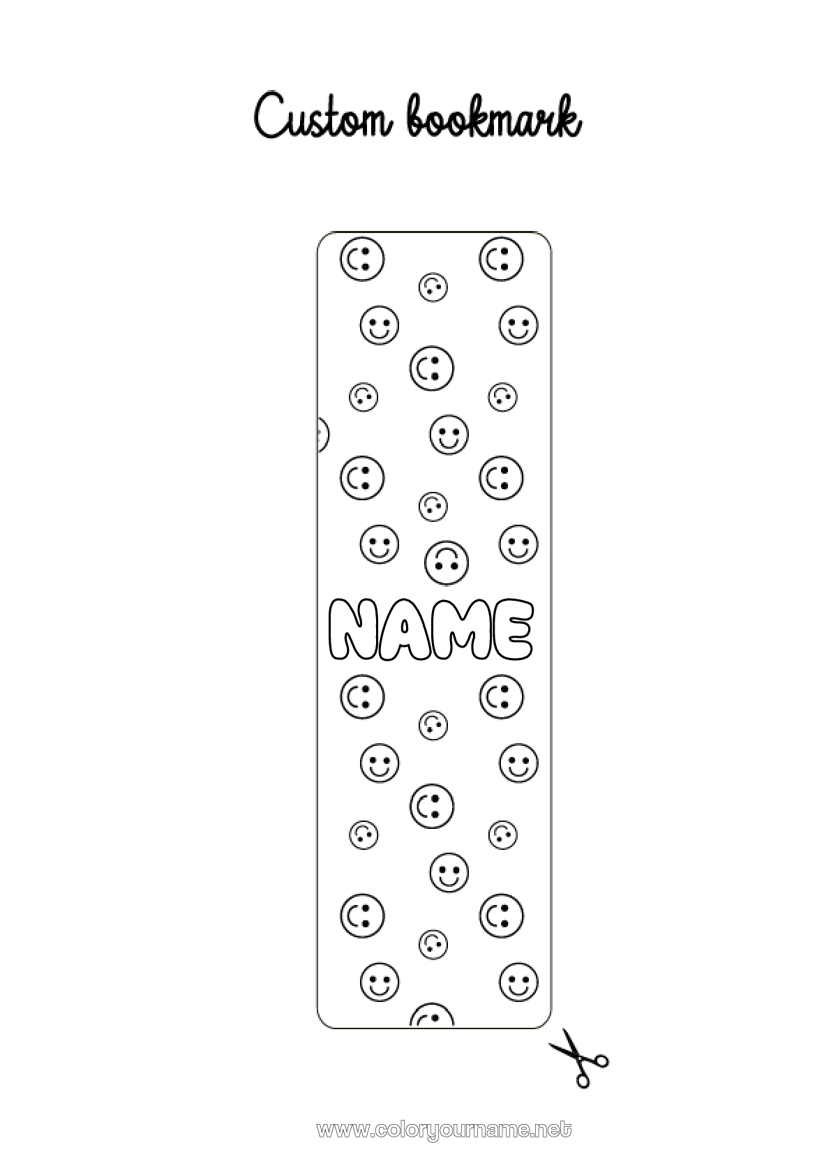 Coloring page No.2634 - Children's activities Bookmark Smiley
